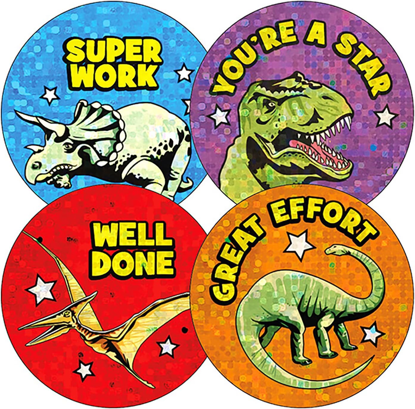 175 Mixed Holographic Sparkly Animals Dinosaur Well Done Super Work ...