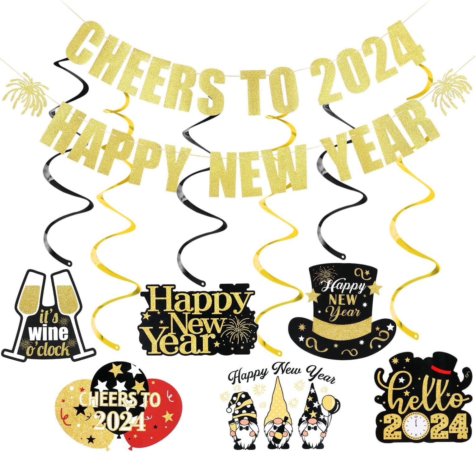 Amazon.com: Happy New Year Banner, Hello 2024 New Years Eve Party ...