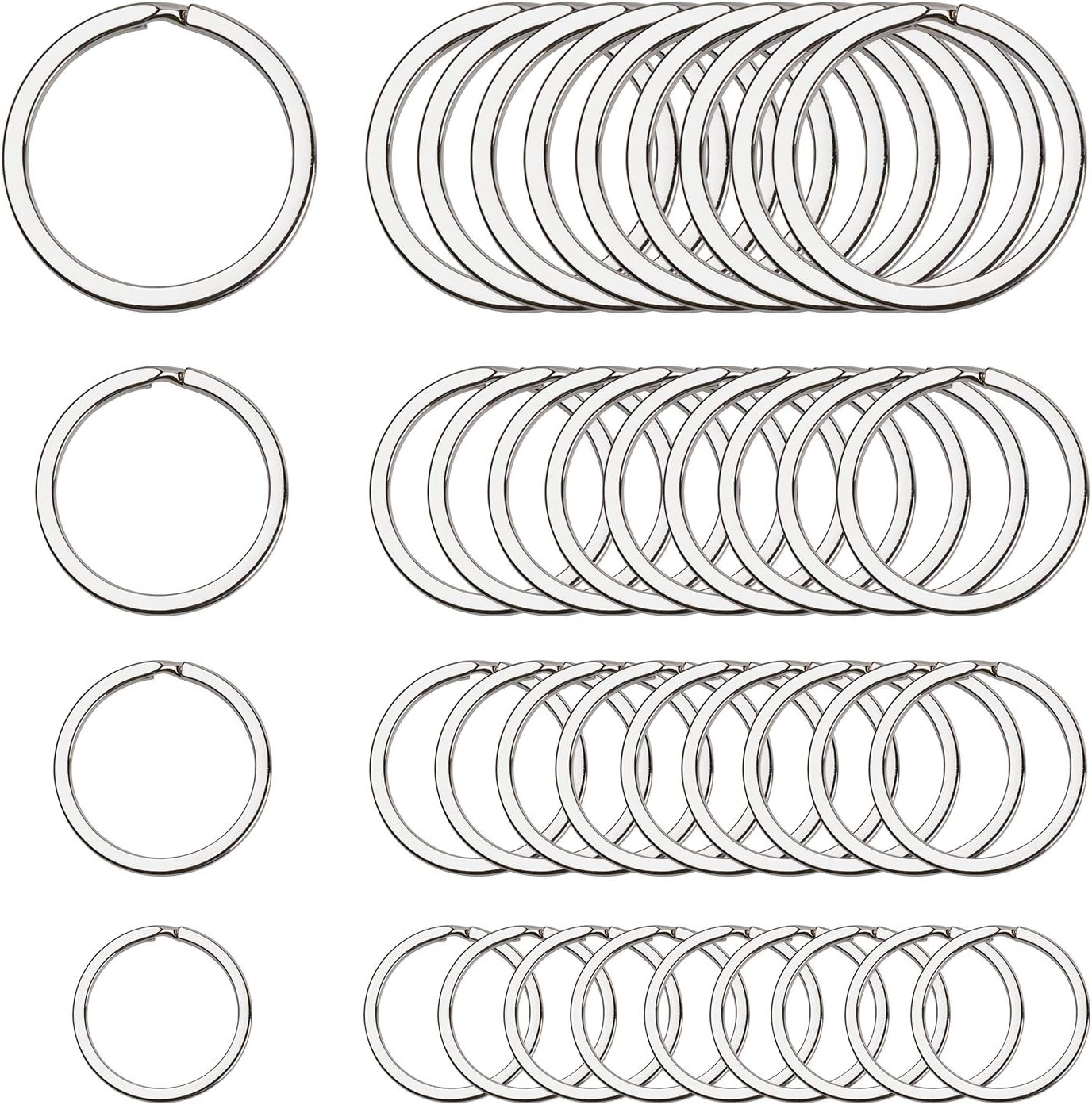 Amazon.com: 20 Pack Key Ring Keychain 1 Inch 25mm Diameter Metal Flat ...