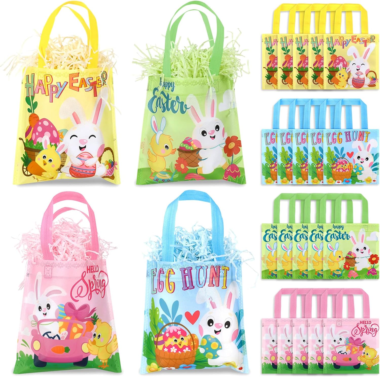 Amazon.com: Whaline Easter Tote Bags with Easter Grass Cute Easter Egg ...