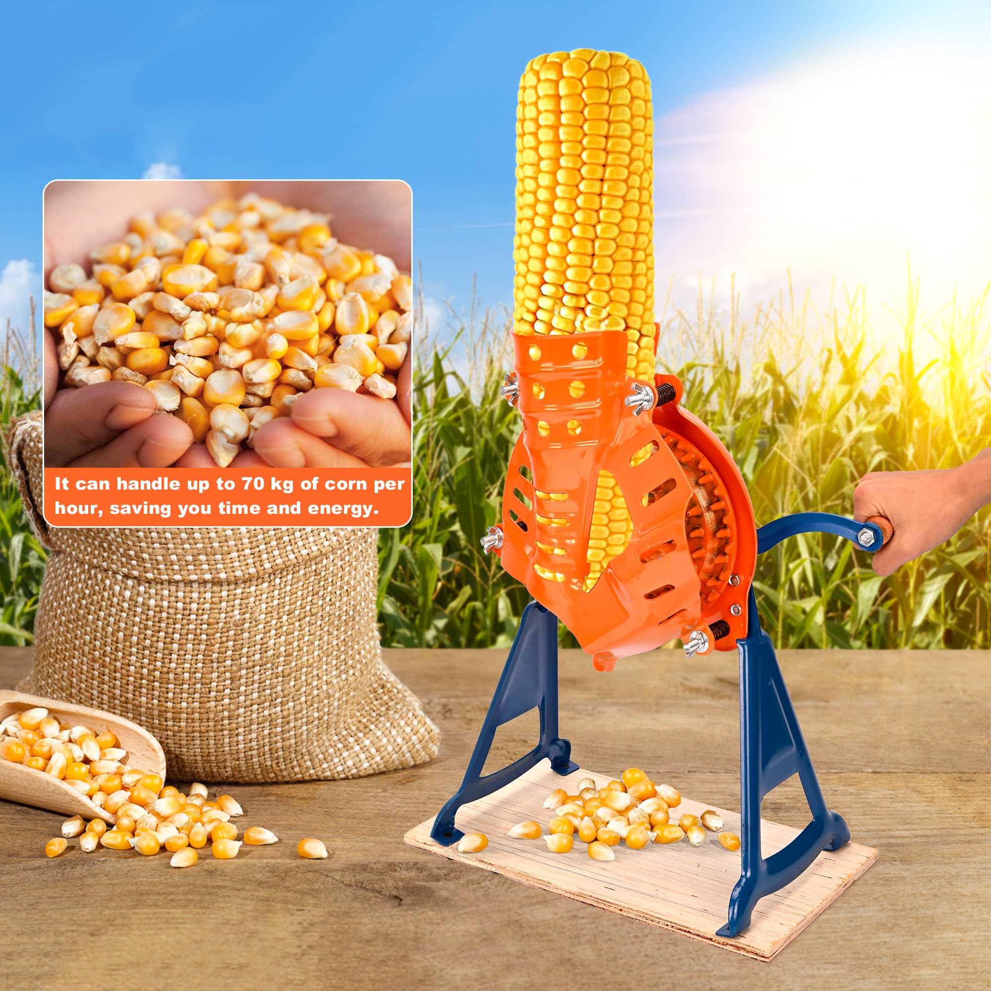 Snapklik.com : Steel Corn Sheller Hand Crank - Corn On The Cob Remover