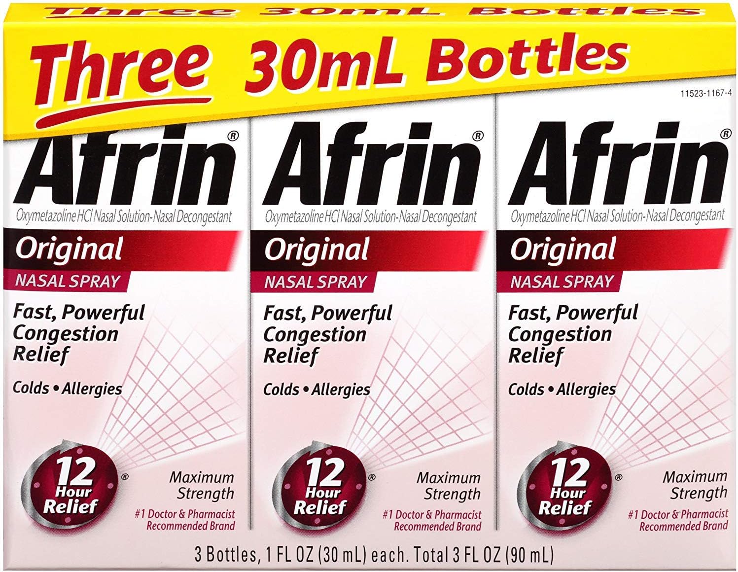 Amazon.com: Afrin Original Maximum Strength 12 Hour Nasal Congestion ...