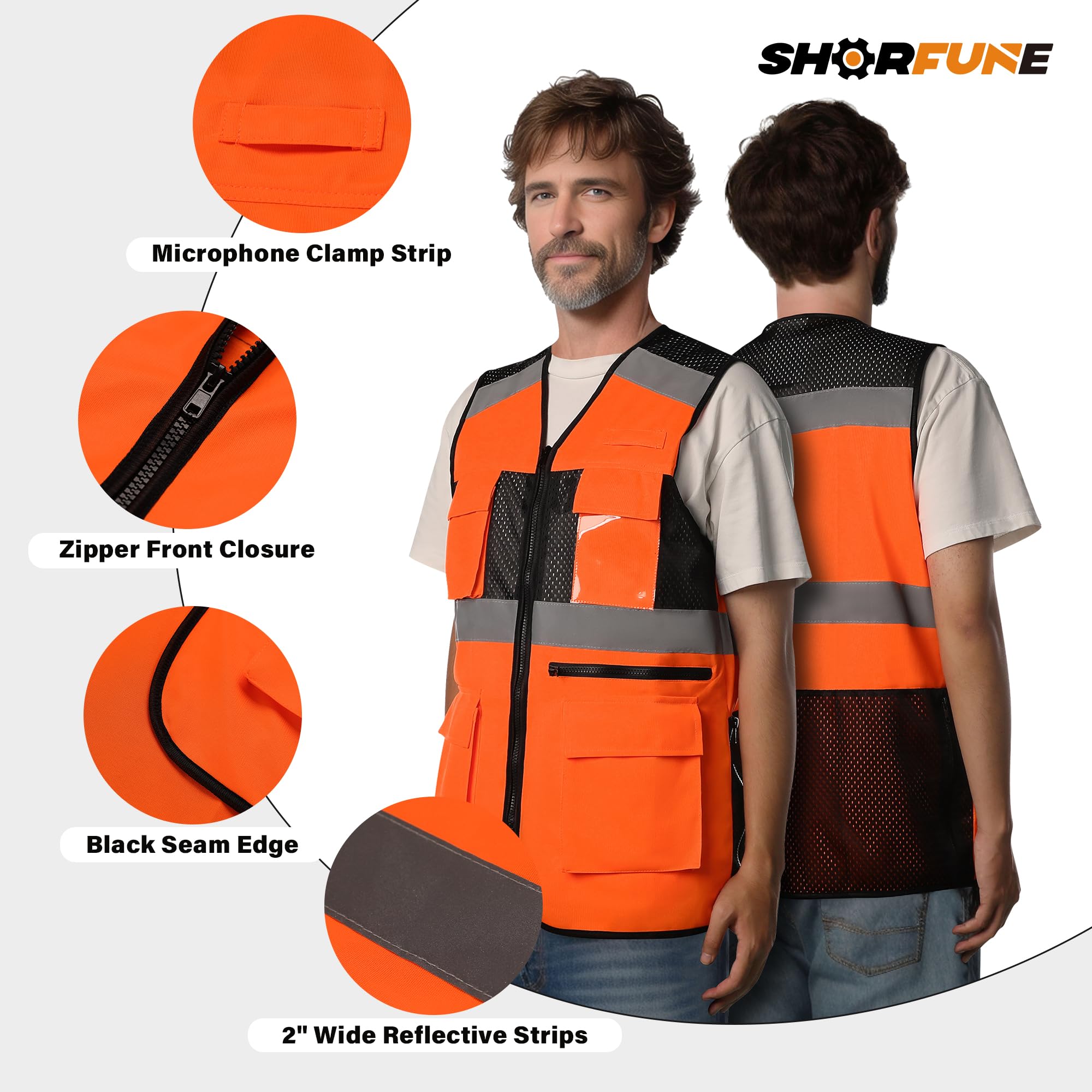 Snapklik.com : SHORFUNE High Visibility Work Vest, Lightweight And ...