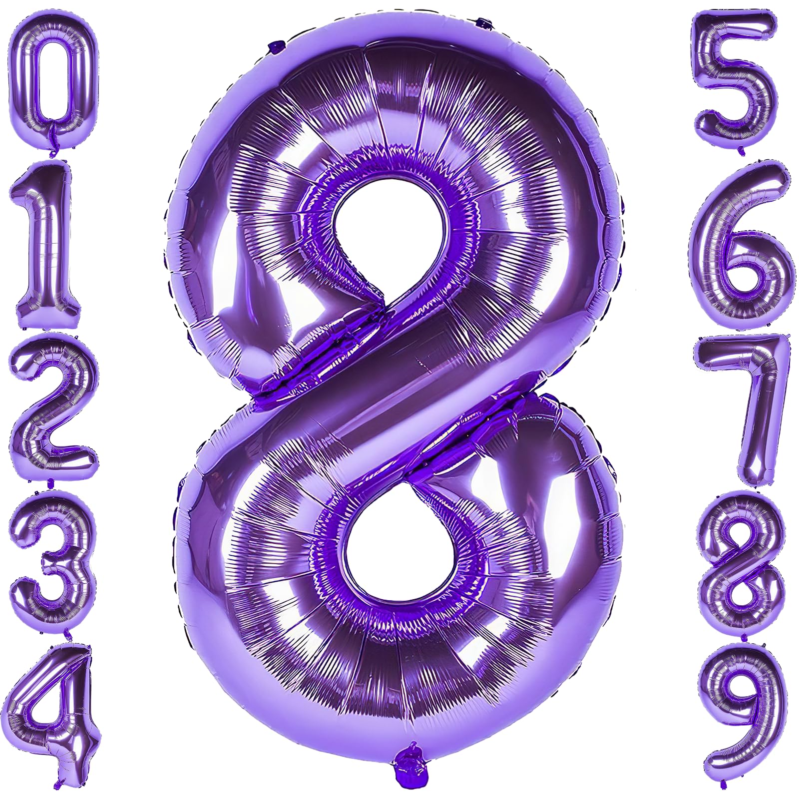 Amazon.com: 8 Number Balloon Purple 40 inch Big Foil Mylar 8th Balloons ...