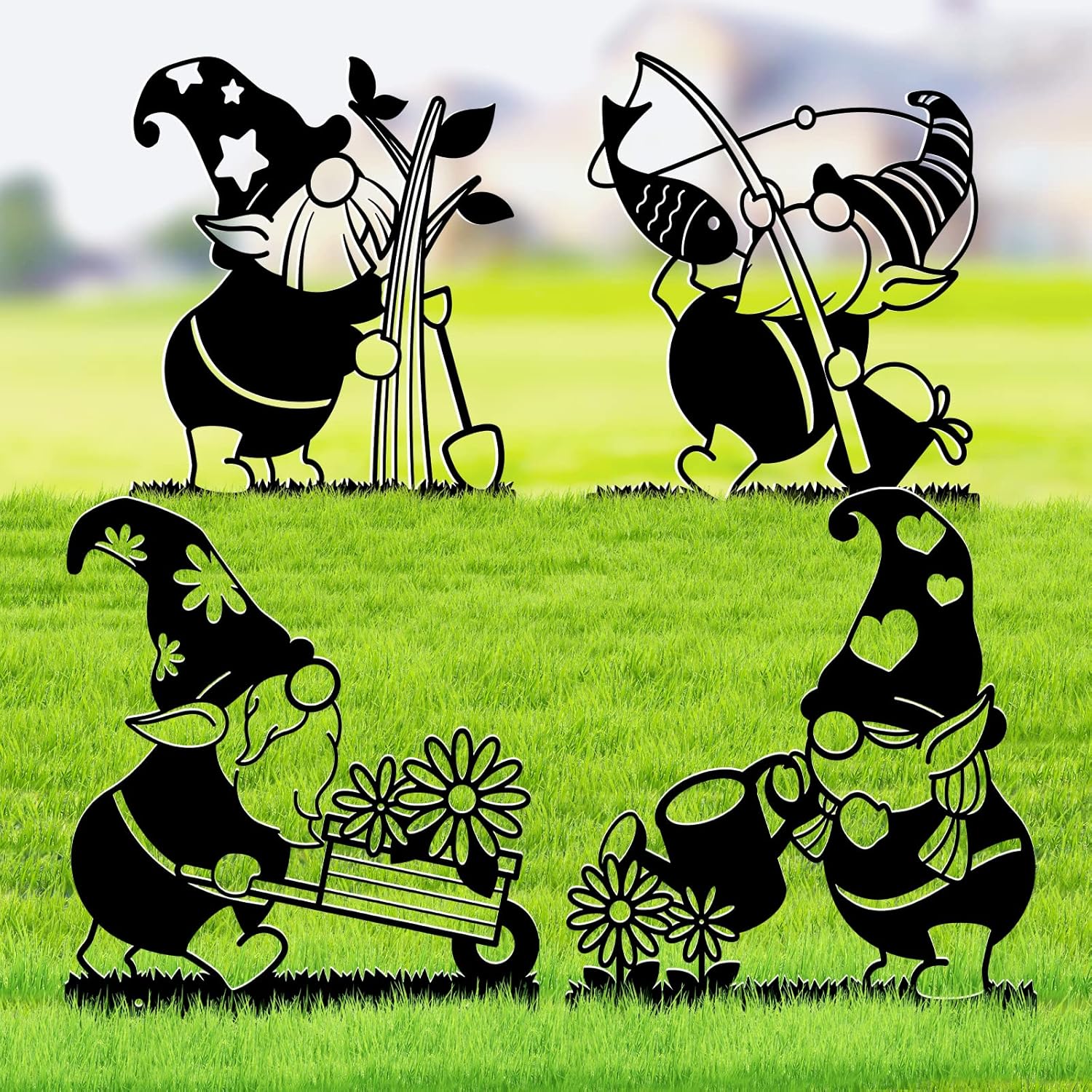 TopWoot Gartenzwerge, Metalldekoration, Gartenzwerge, Silhouette für ...