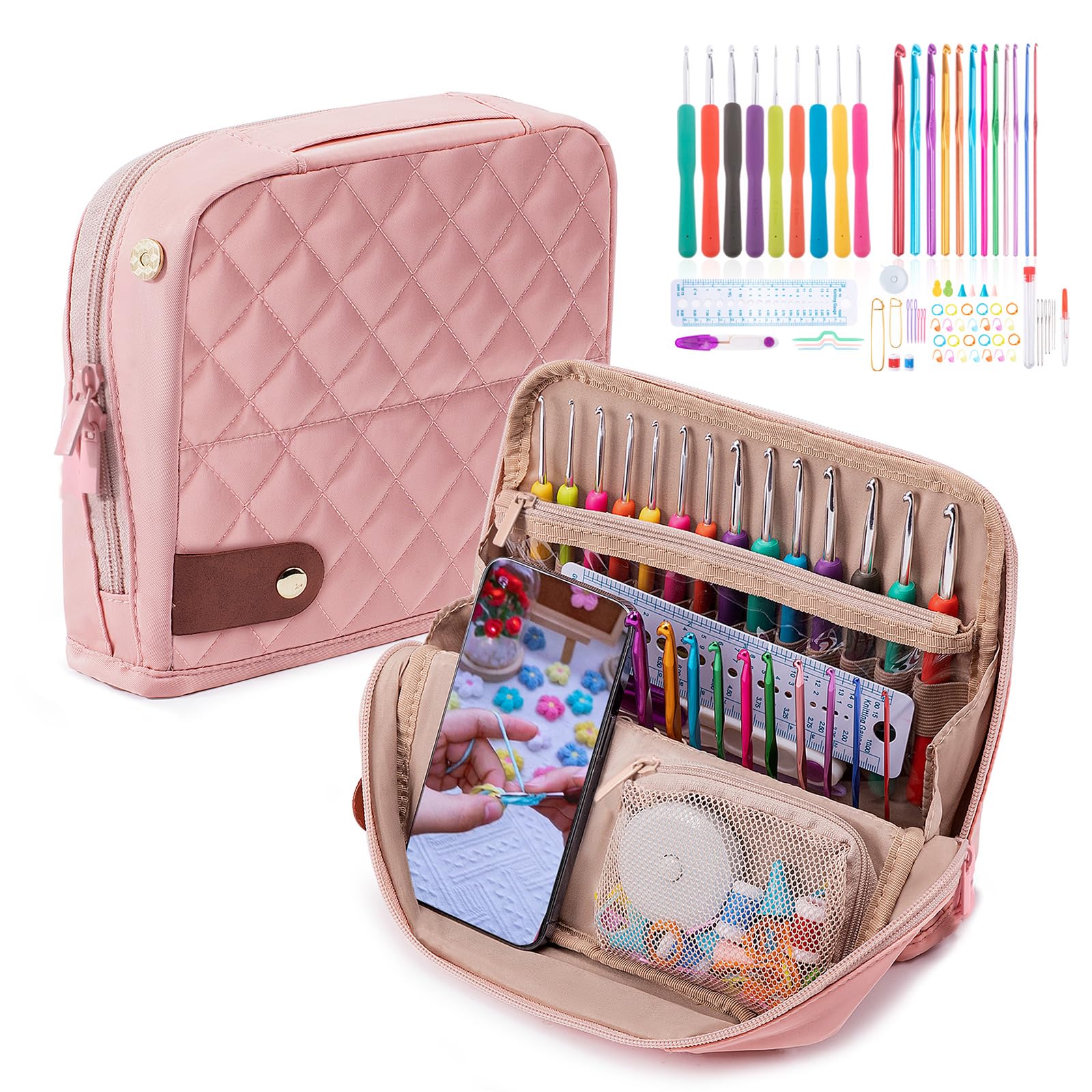 Amazon.com: 82Pcs Crochet Hook Set with Storage Case - Stand Up Crochet ...