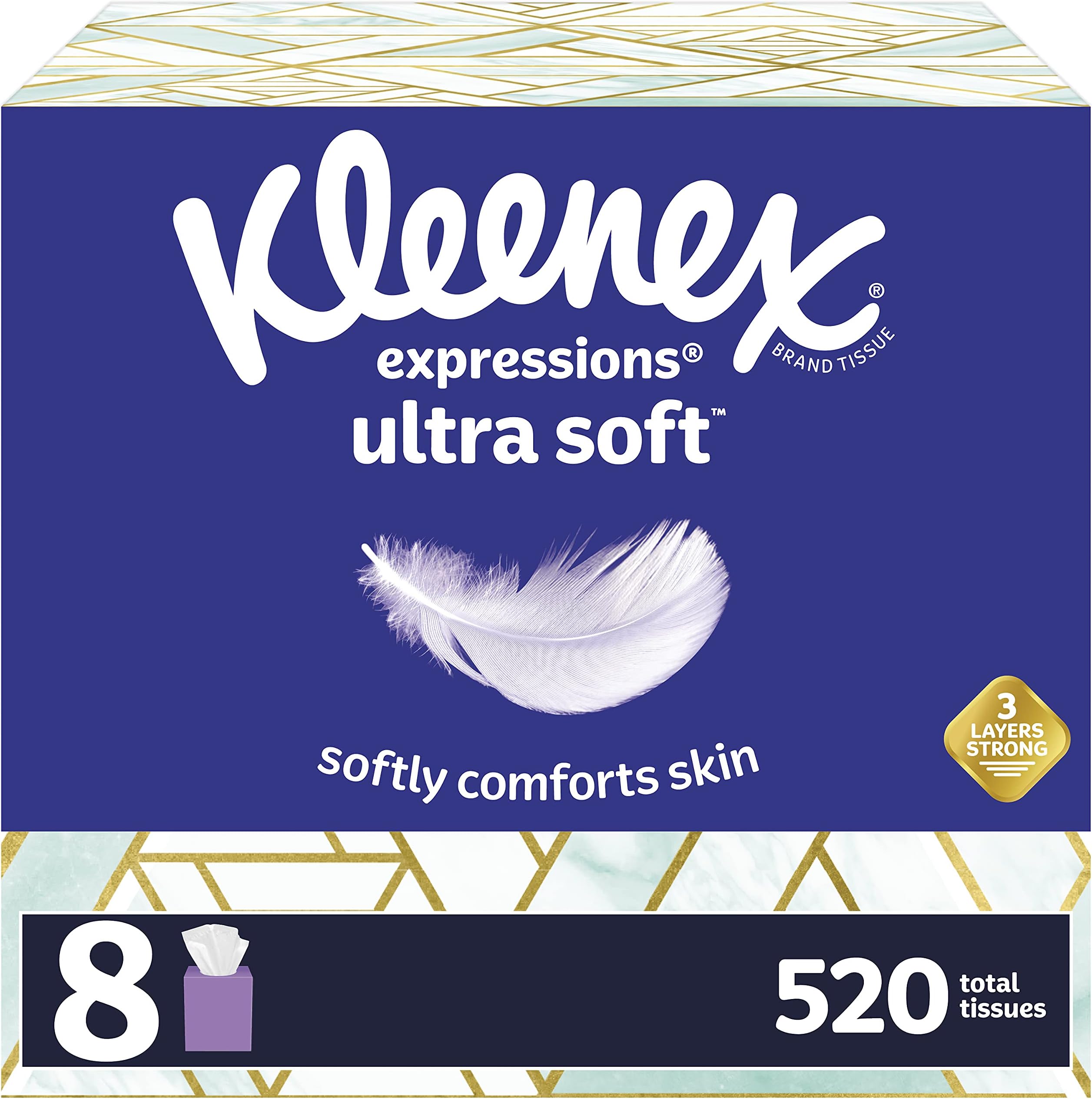 Amazon.com: Kleenex Expressions Ultra Soft Facial Tissues, 8 Cube Boxes ...
