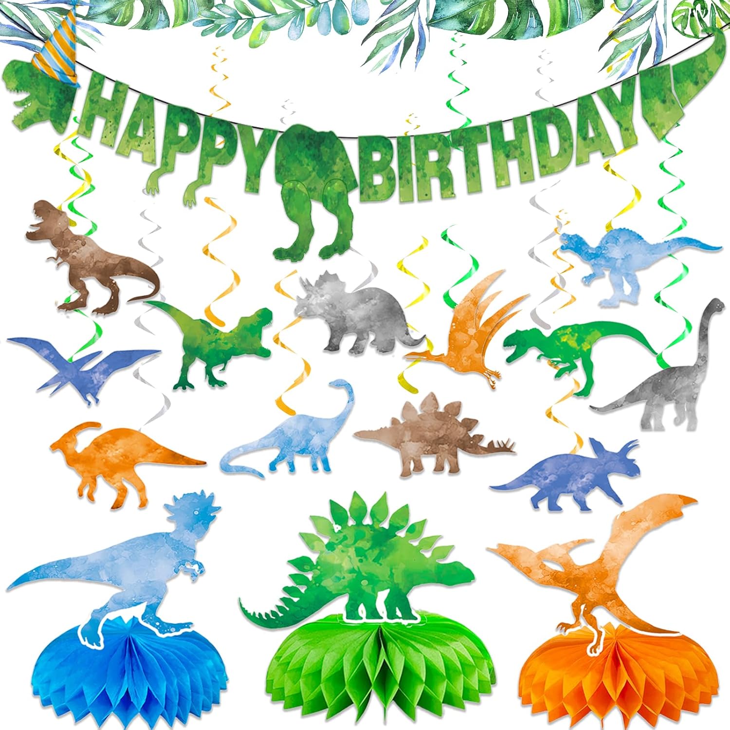Amazon.com: 16pcs Dinosaur Party Supplies Birthday Party Decorations ...