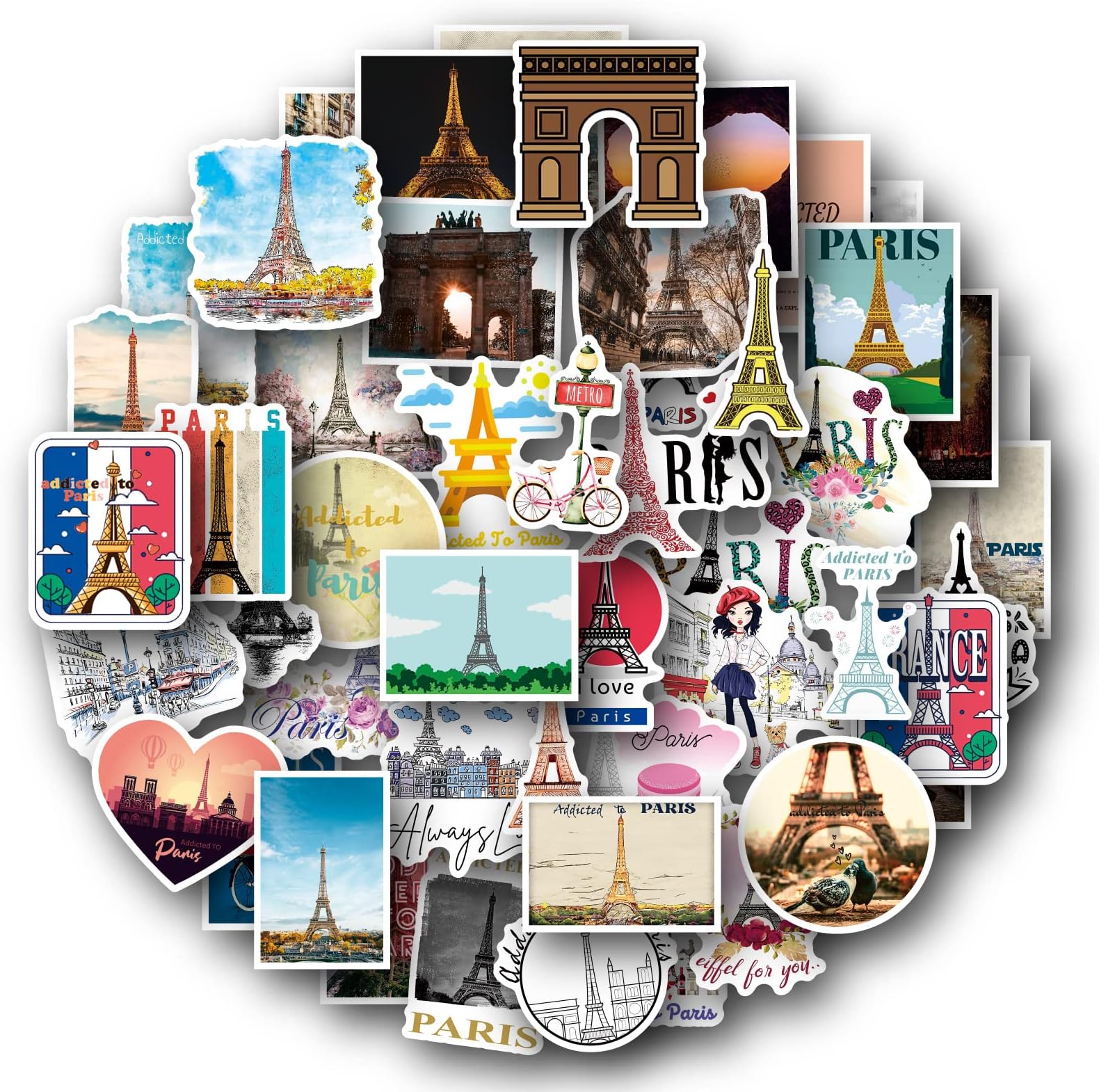 Amazon.com: 100 Pcs Paris Stickers Vinyl French Stickers Paris Vintage ...