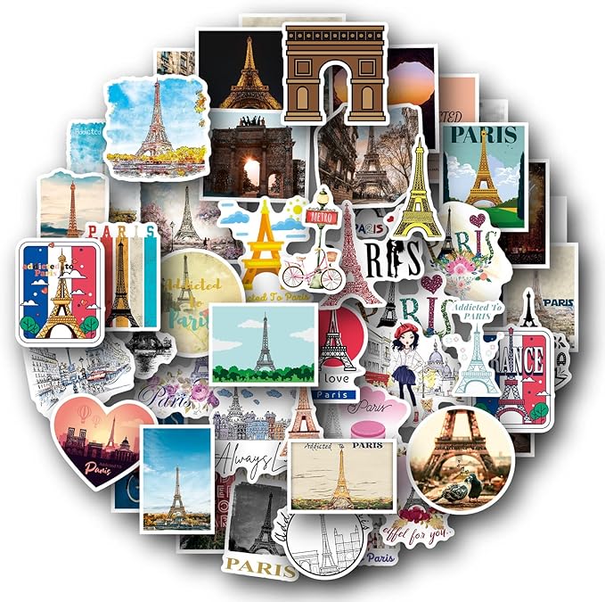 Amazon.com: Paris 50pcs Trendy Vintage Eiffel Tower Stickers for Laptop ...