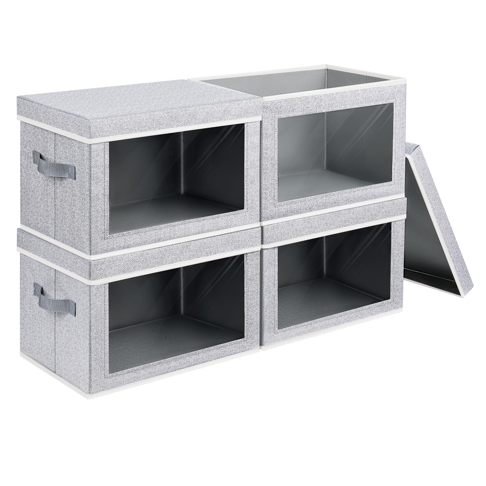 Amazon.com - Homsorout Storage Boxes with Lids - 4 Pack Fabric Clear ...