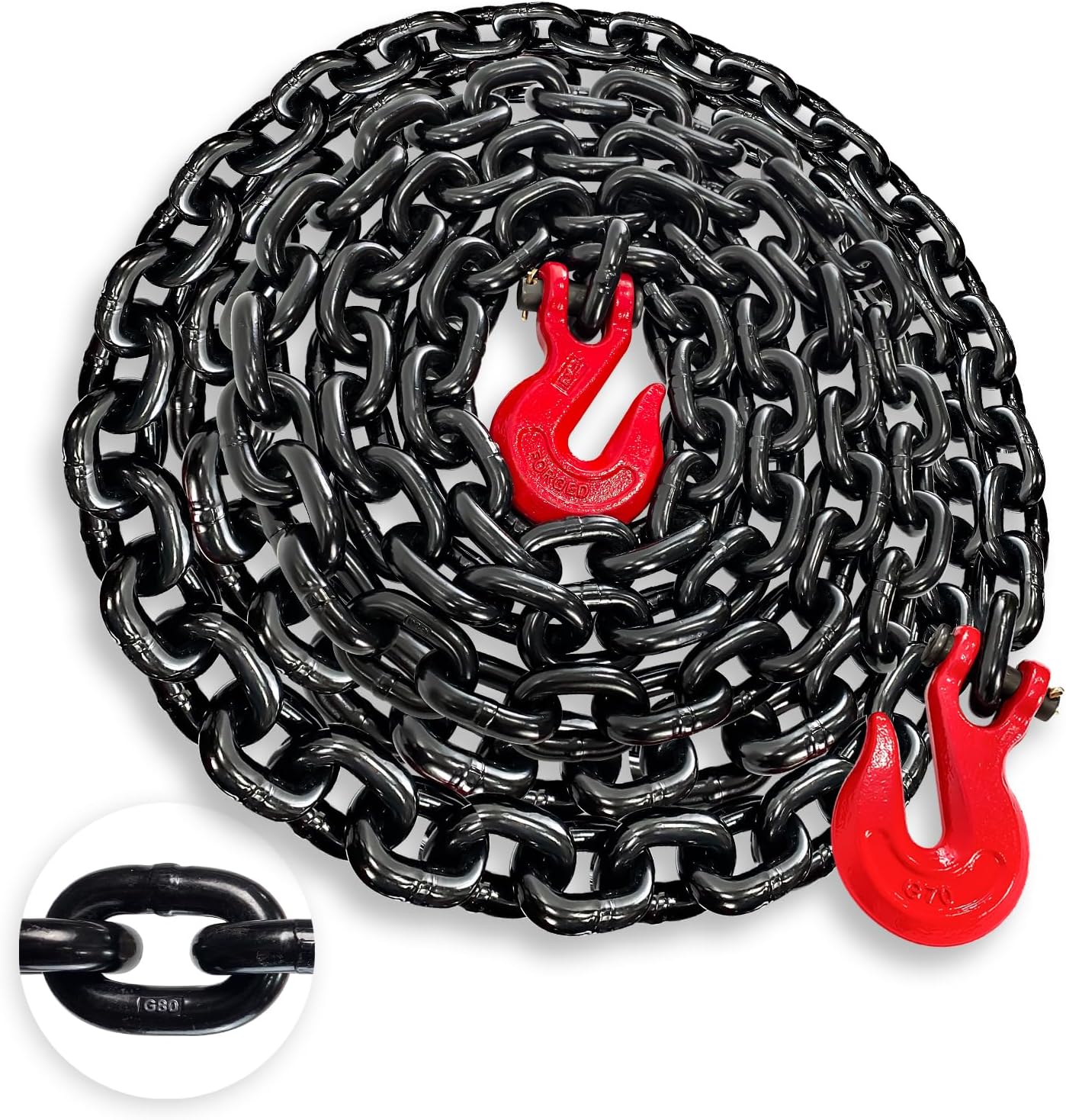 G80 Transport Binder Chain 1/2 In x 20Ft Chain with Red Clevis Grab ...