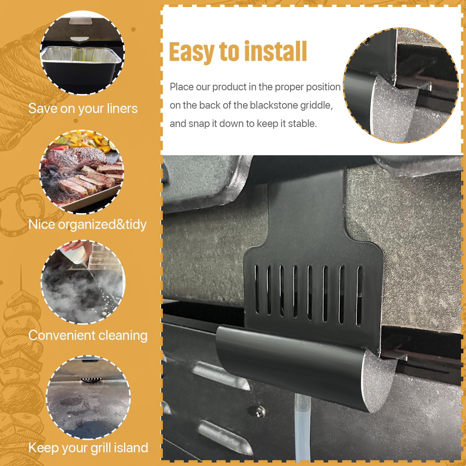 Snapklik.com : RUSFOL Upgraded Griddle Grease Catcher, Rear Grease ...