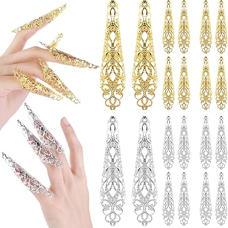 Amazon.com: 20 Pack Finger Nail Claw Rings Ancient Queen Costume ...