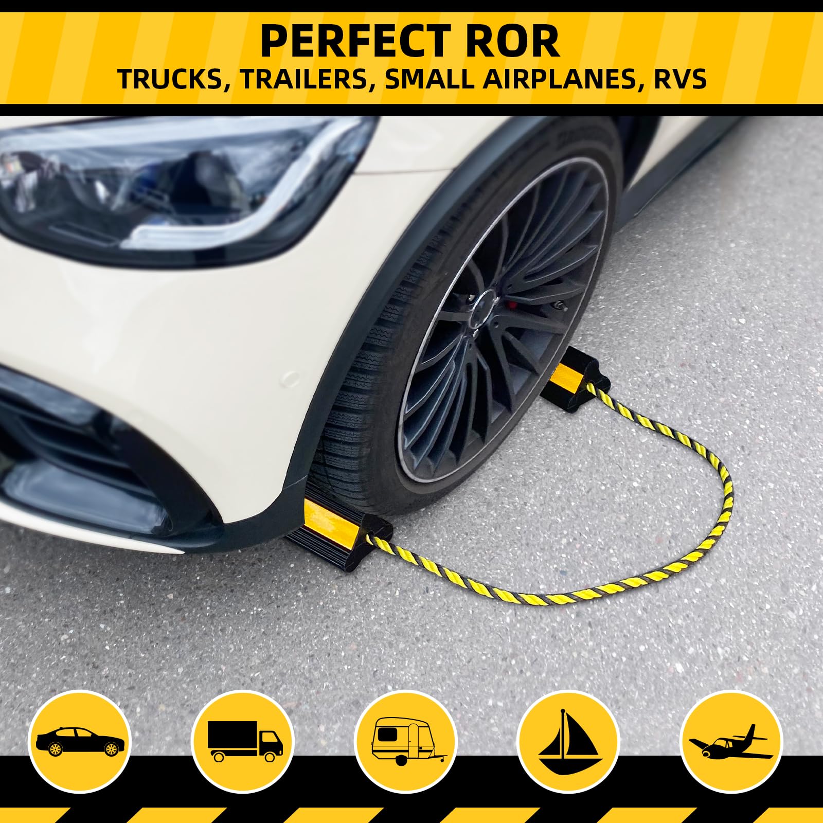 Snapklik.com : HOXWELL Heavy Duty Rubber Dual Wheel Chocks, RV Non Slip ...