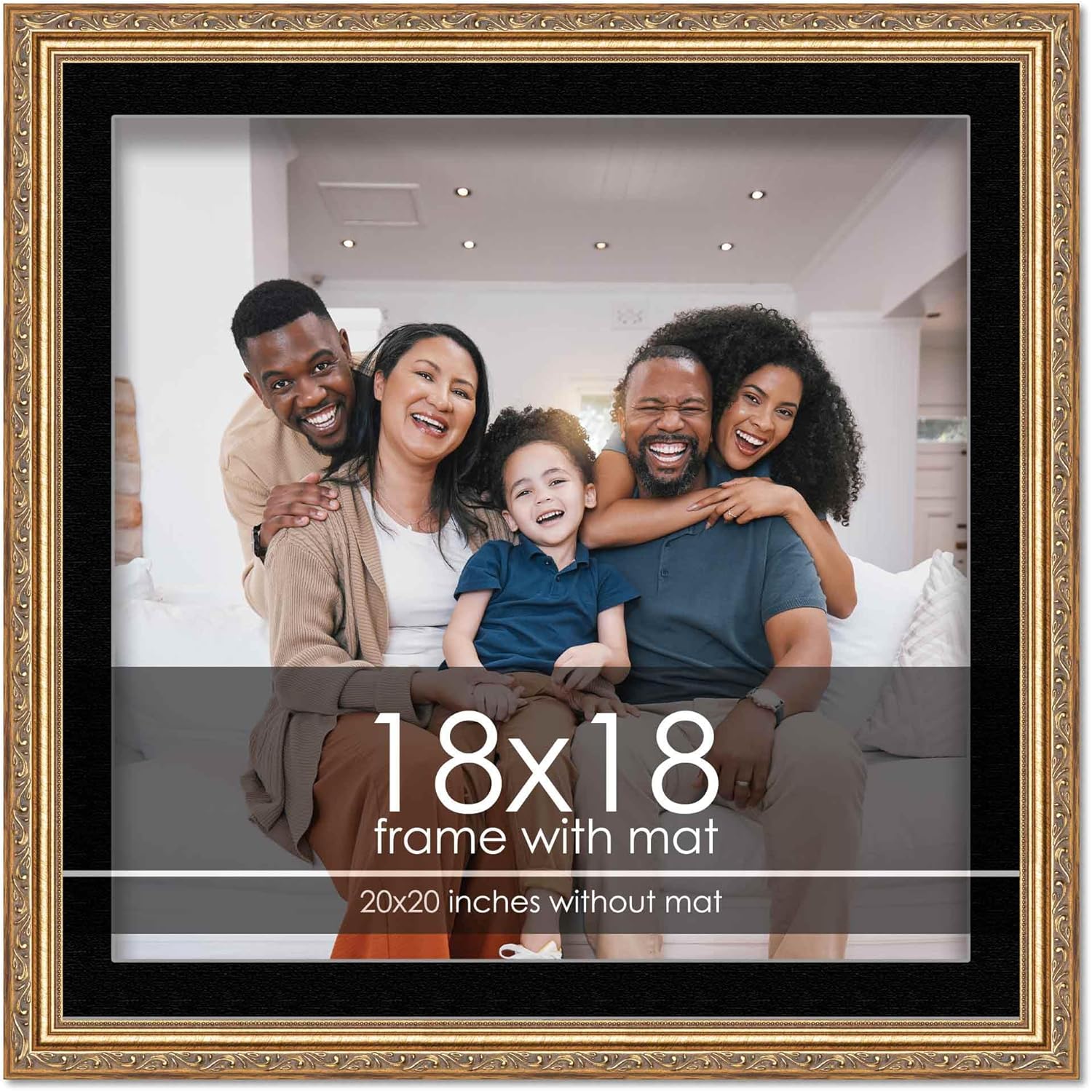 Amazon.com - 18x18 Frame with Mat - Antique Gold 20x20 Frame Wood Made ...