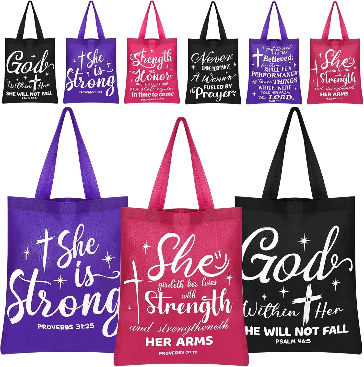 Amazon.com: Yaomiao 18 Pcs Religious Tote Bags for Women 15" x 17" Non ...
