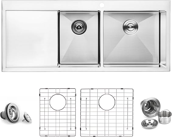 BAI 1234 Stainless Steel 16 Gauge Kitchen Sink Handmade 48-inch Top ...