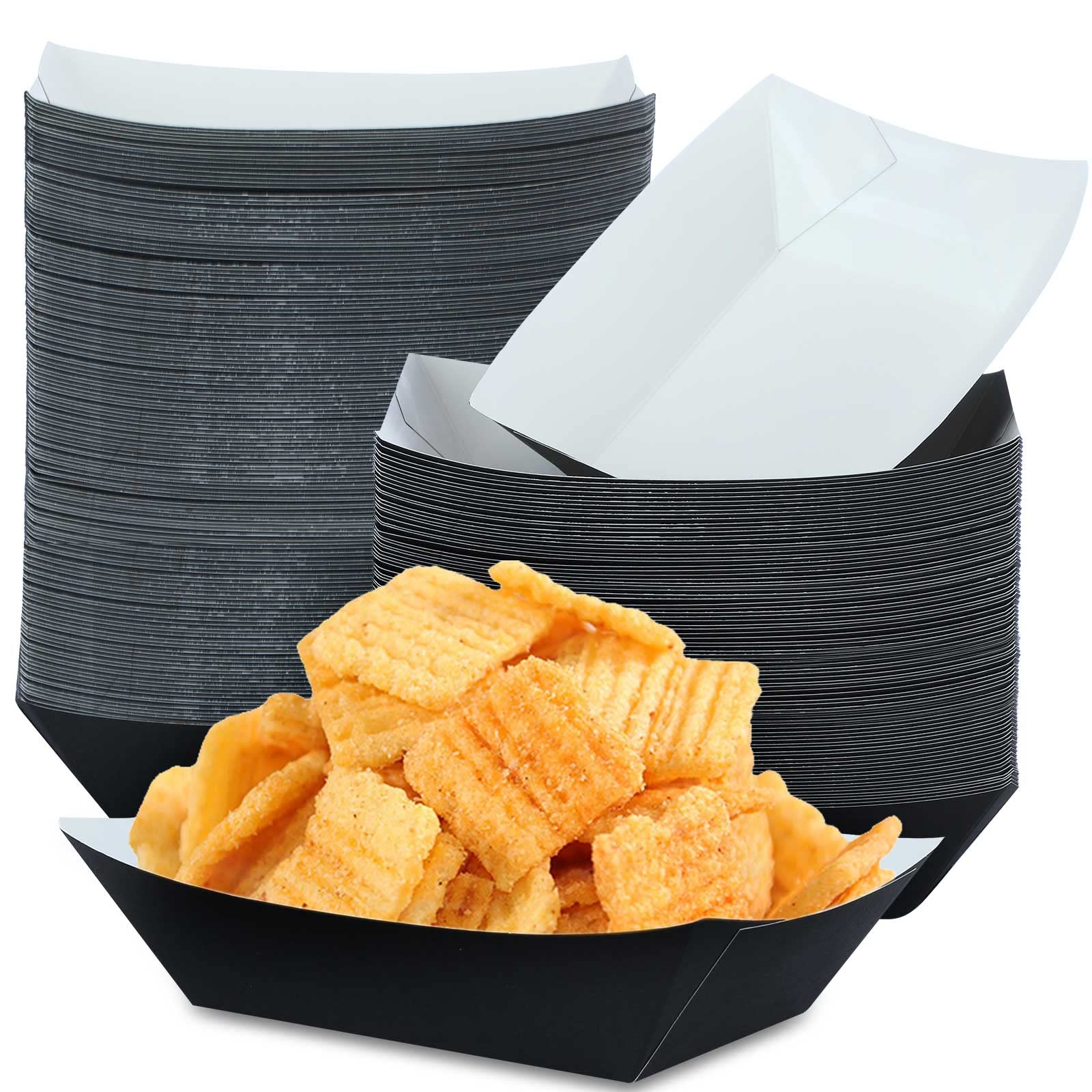 150 Packs Disposable Paper Food Tray 3 LB Paper Food Boats Grease ...