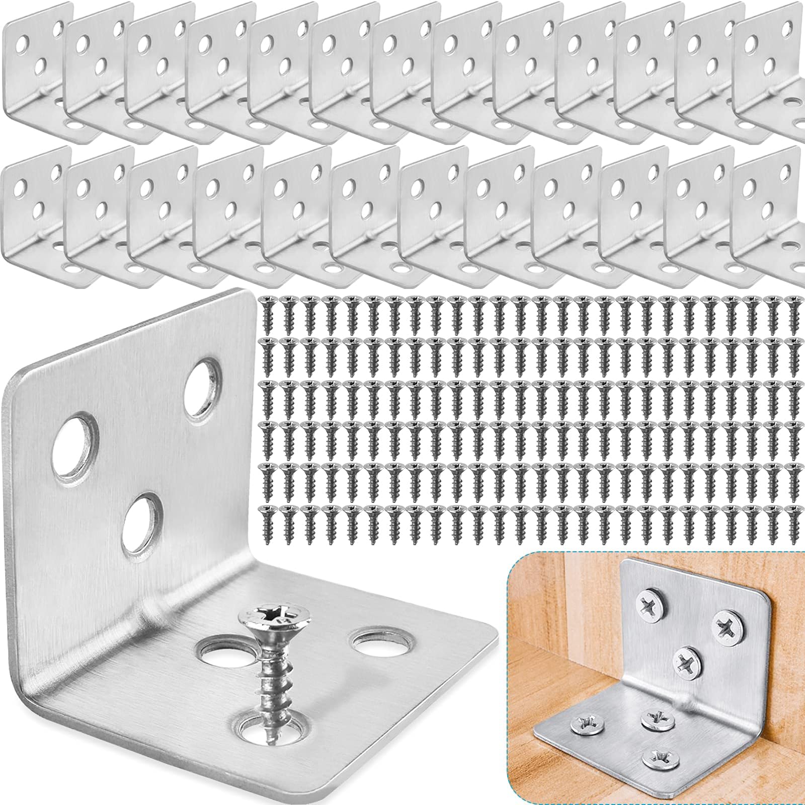 Amazon.com: Corner Bracket Steel Angle Shelf Bracket for Wood Stainless ...