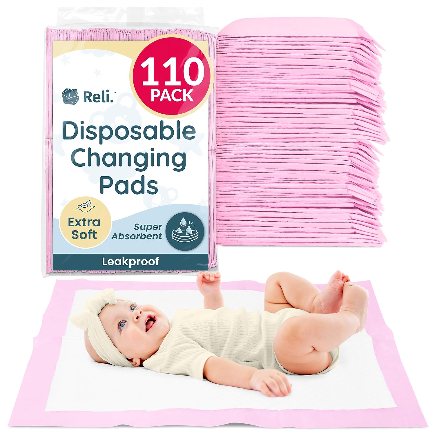 Amazon.com: Reli. Disposable Changing Pads for Baby (110 Pack) | 13" x ...