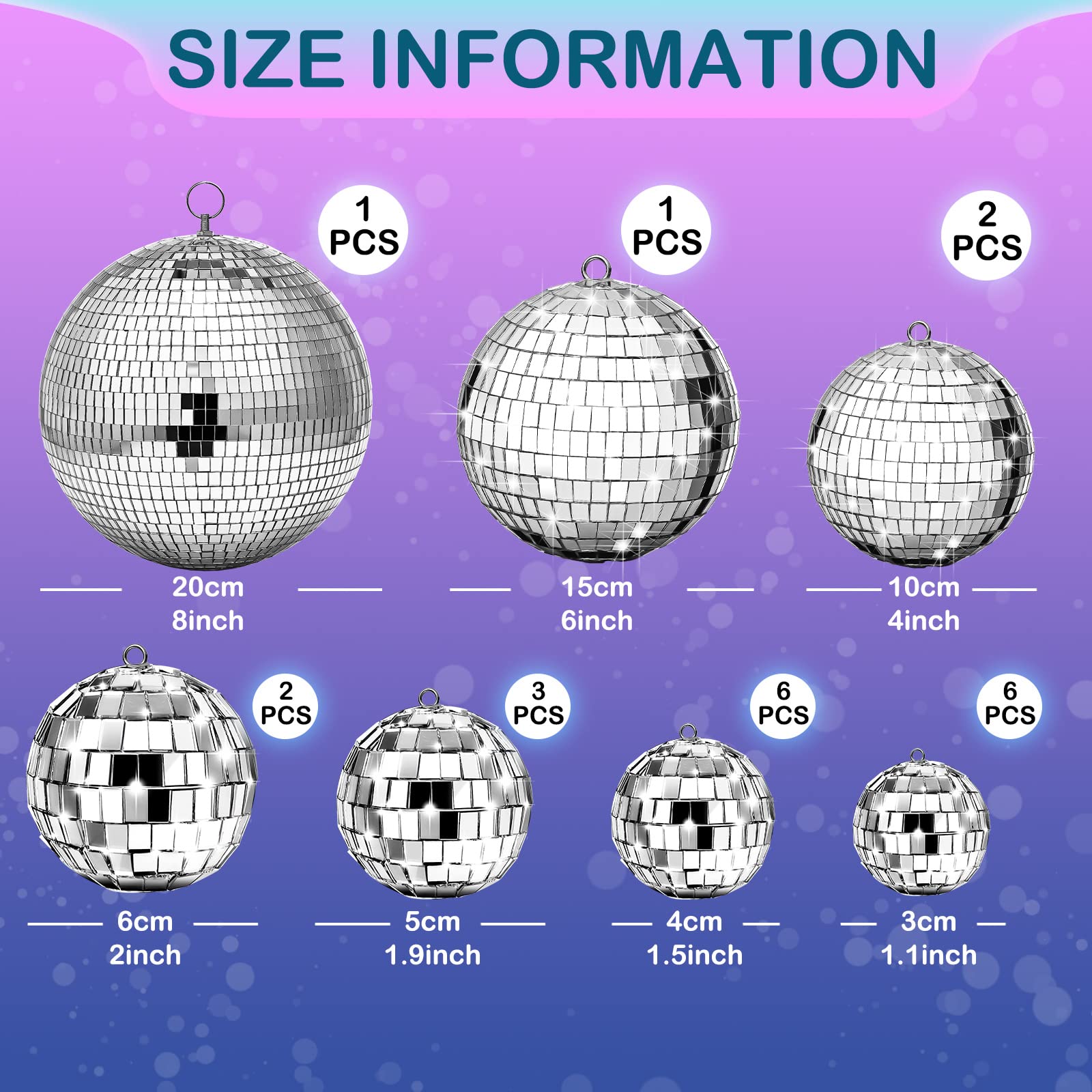 20 Pcs Hanging Mirror Disco Ball Ornaments Glass Disco Balls Decoration ...