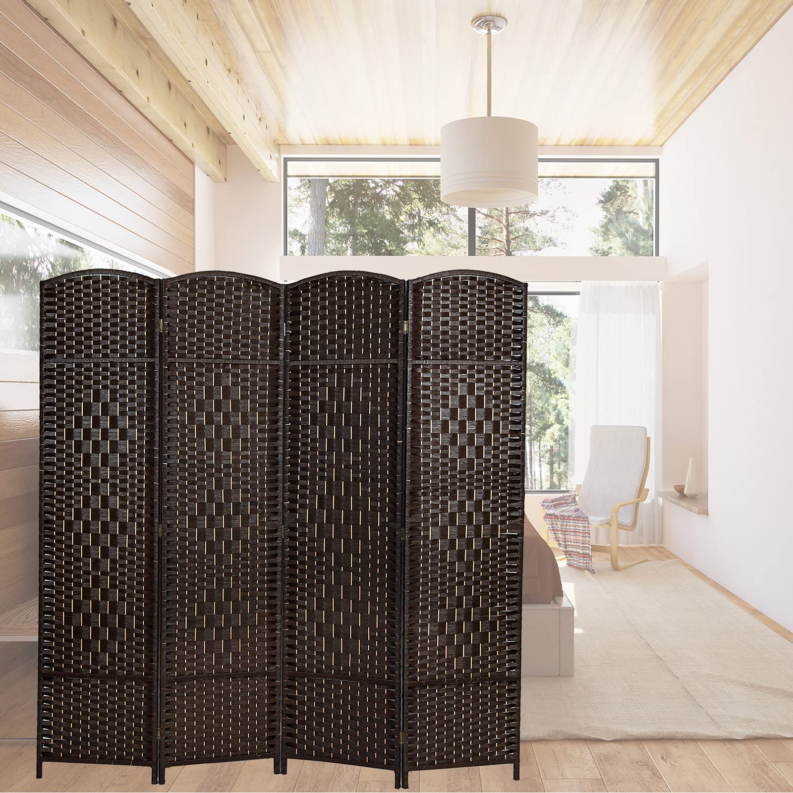Buy 4 Panel Folding Arch Room Divider Hand-Woven Design Room Divider ...