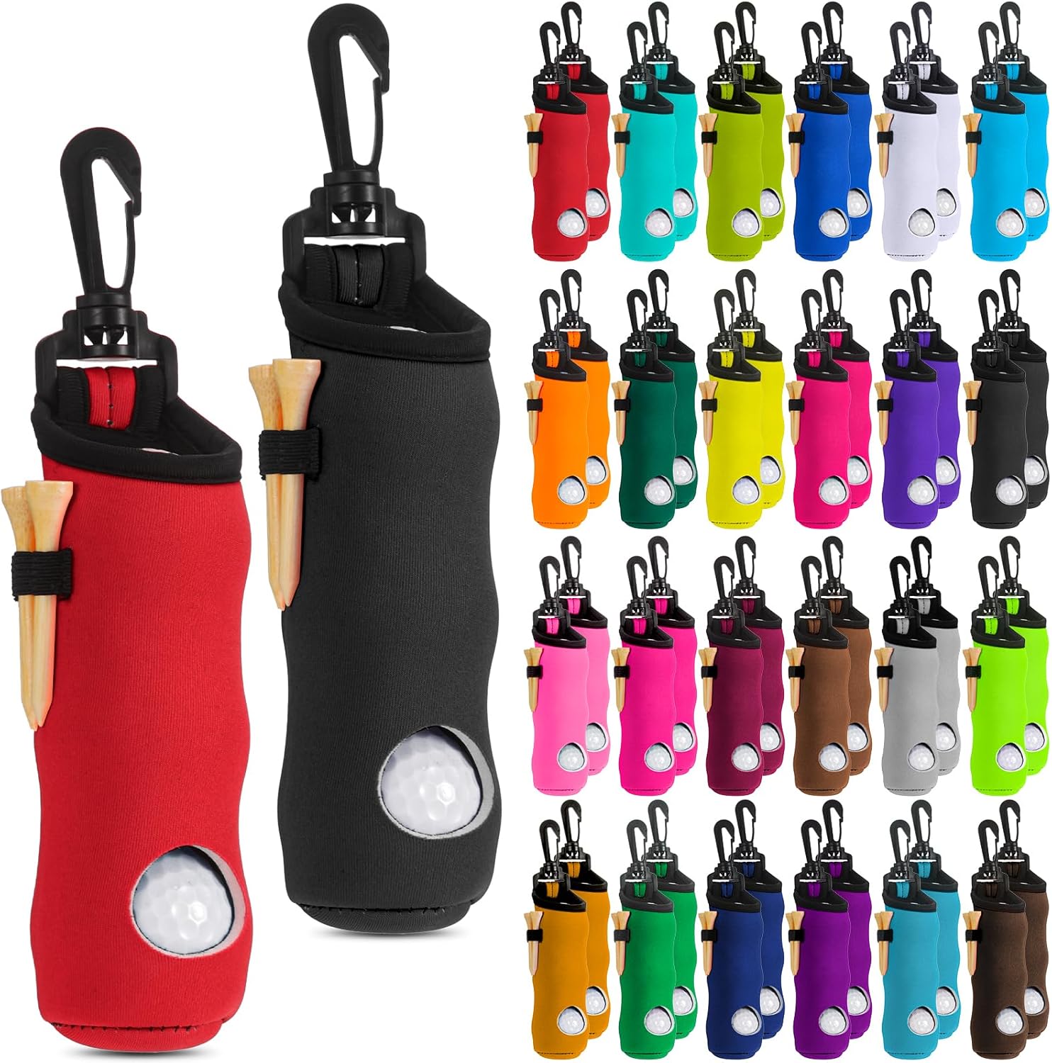 WILLBOND 48 Pcs Golf Ball Tee Holder Neoprene Golf Ball Pouch Golf Ball ...