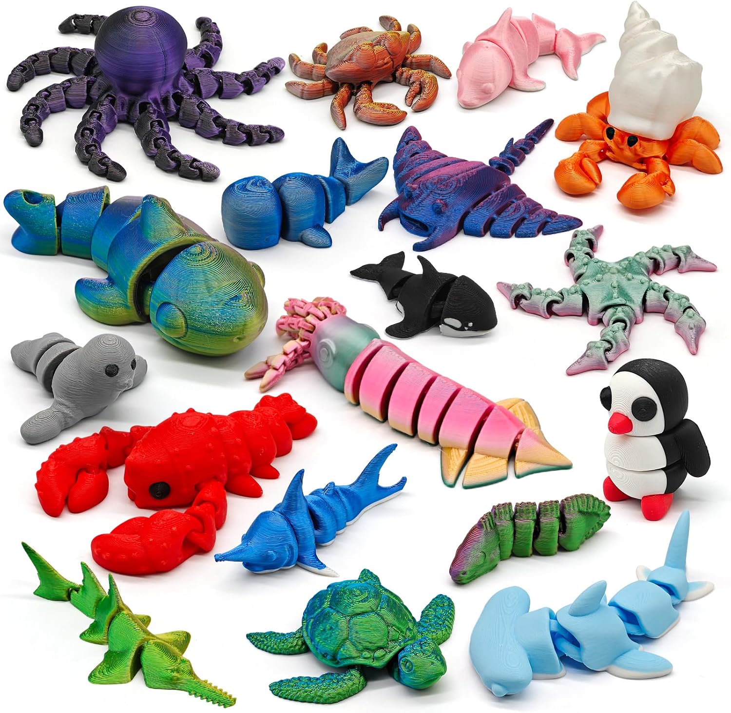 Amazon.com: CHolic 3D Printed Animal Figures Set, 18Pcs 3D Printed Toys ...