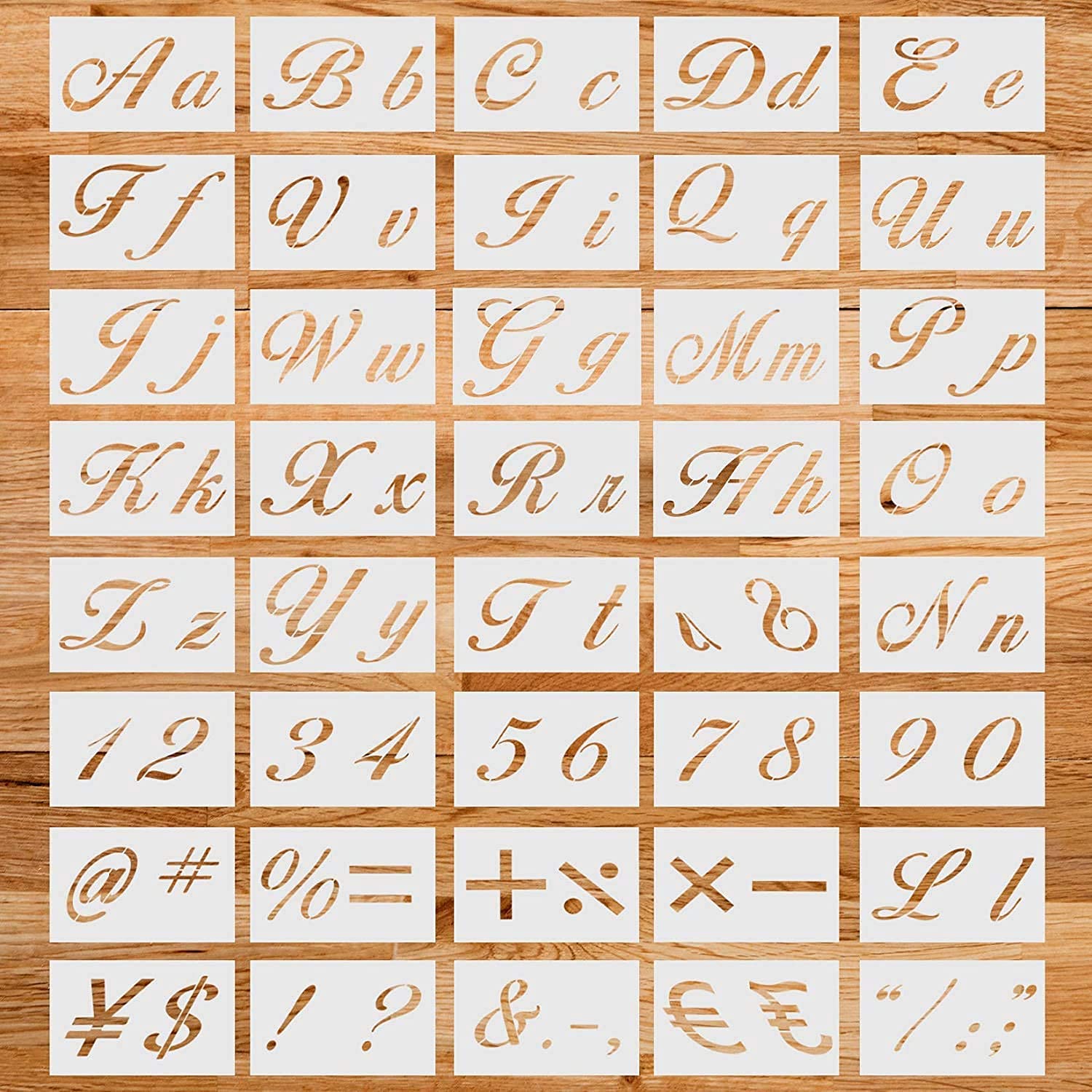Yeajion 40 Pcs Art Letter Stencil Reusable Number Symbol Upper ...