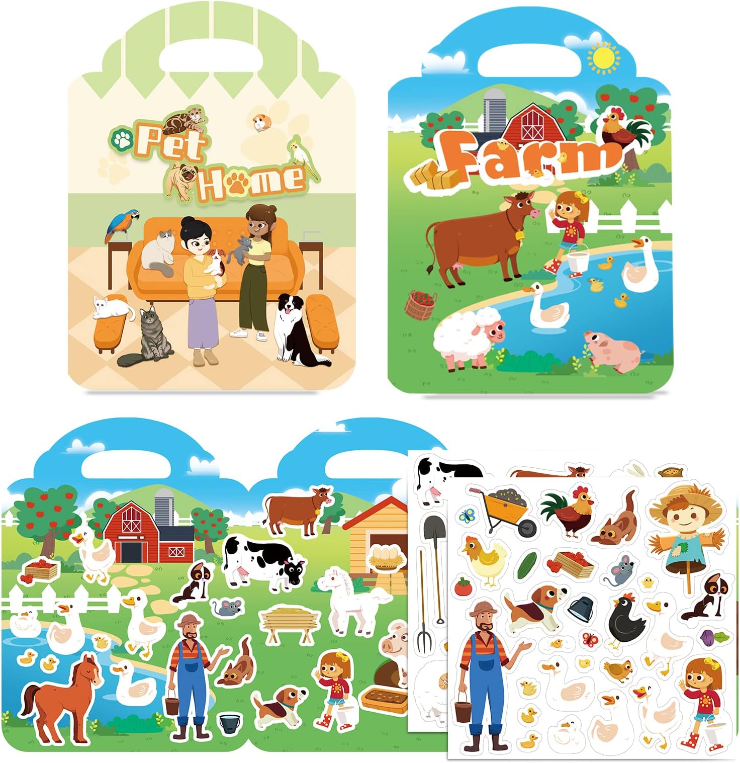 Amazon.com: 2pack Reusable Sticker Books for Kids 2-4,107pcs Vehicle ...