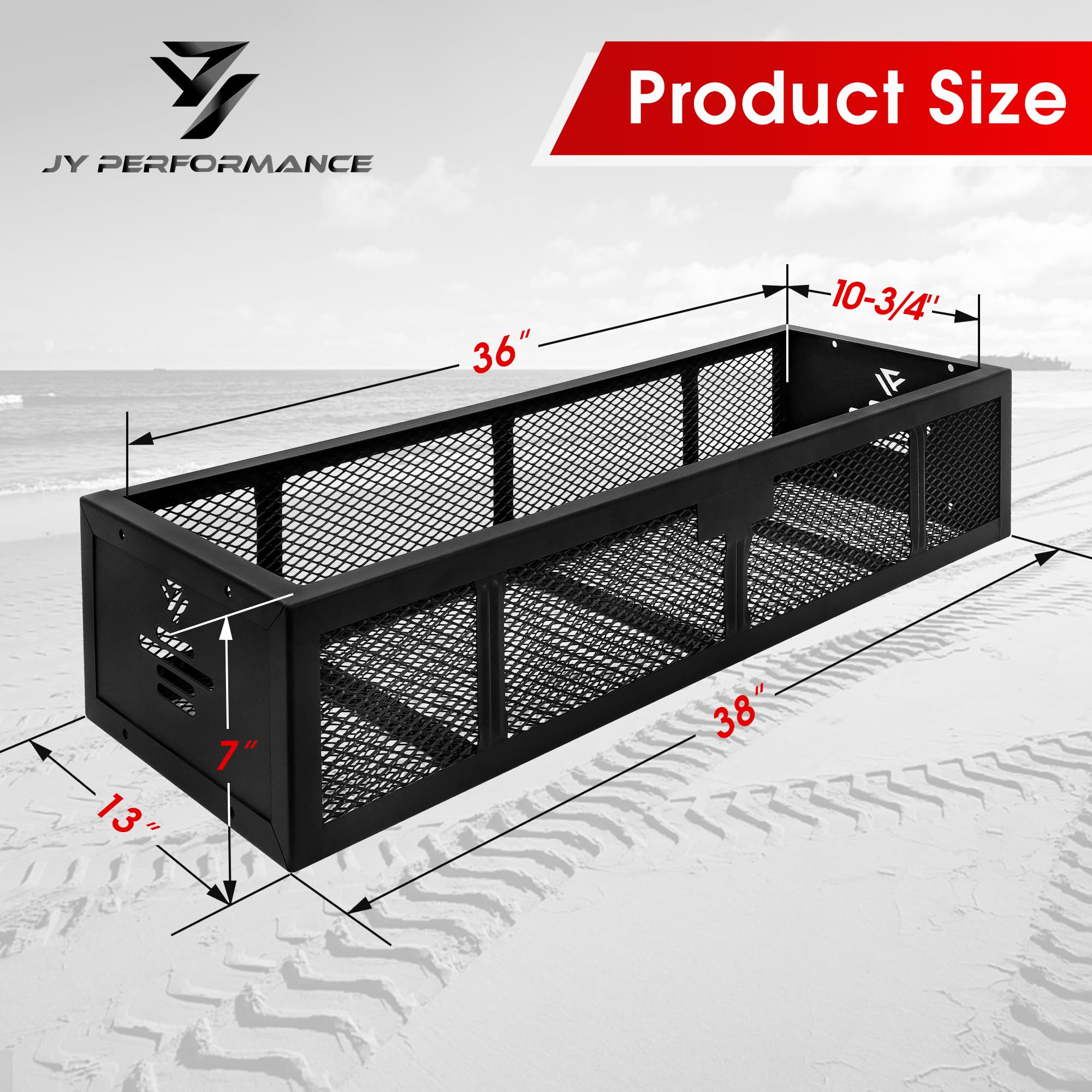 JY Performance Universal ATV Front Cargo Basket Black Steel Storage ...