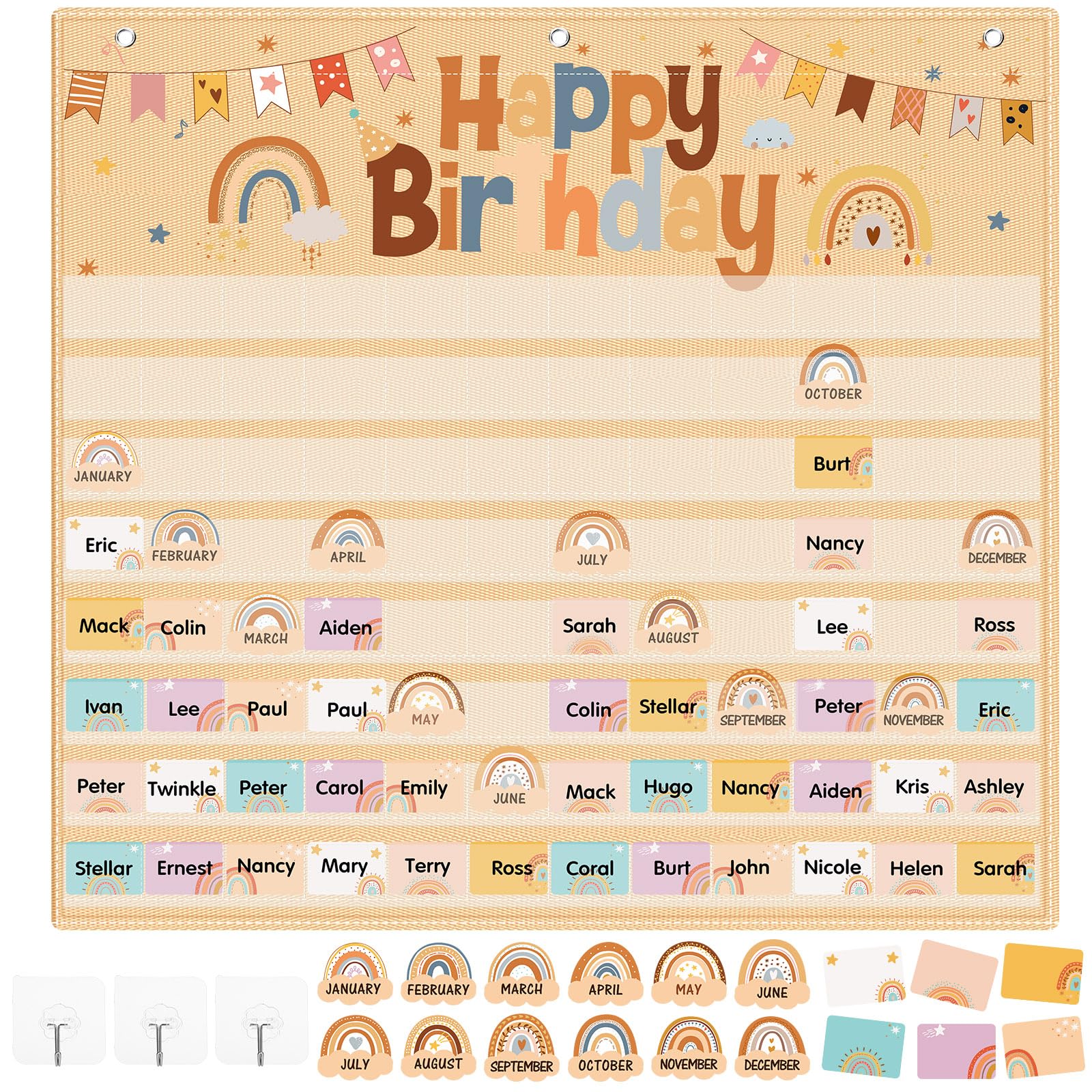 Amazon.com: Blosssound 97 Pcs Happy Birthday Pocket Chart Classroom ...