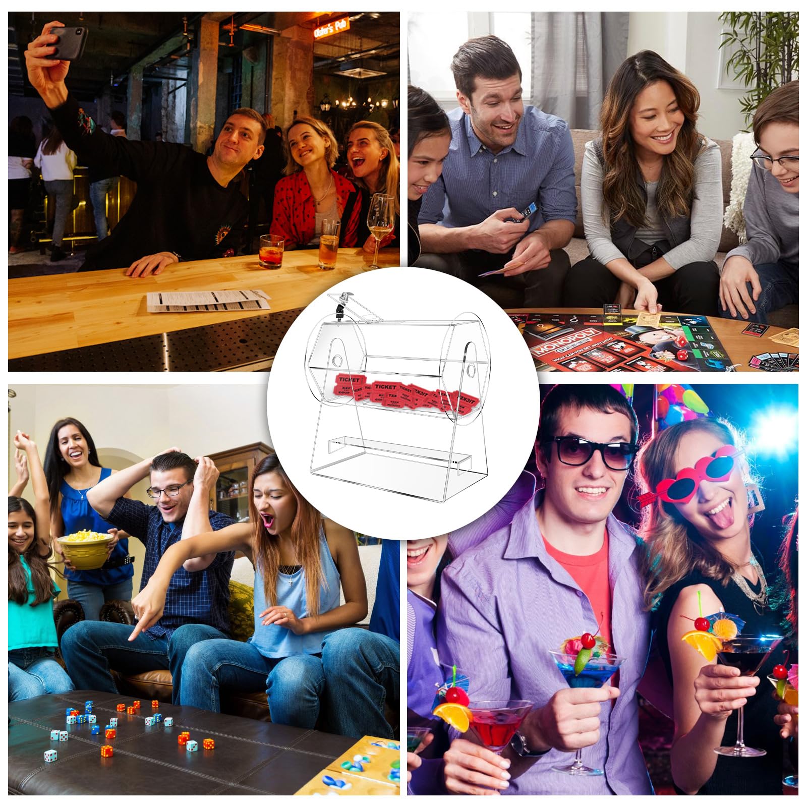 Acrylic Raffle Ticket Spinner Raffle Drum Drum, Clear Raffle Drum with ...