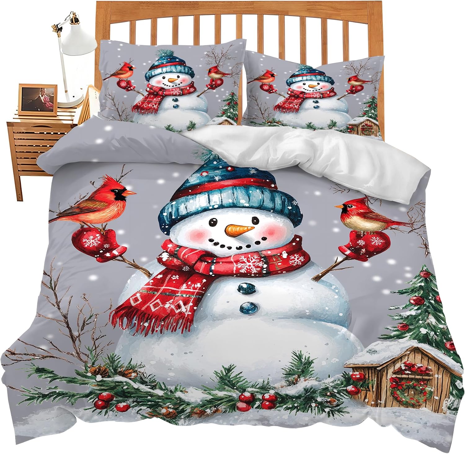 Amazon.com: UIAMT Snowman Bedding Set Twin Queen King Full Size ...