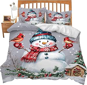 Amazon.com: UIAMT Snowman Bedding Set Twin Queen King Full Size ...