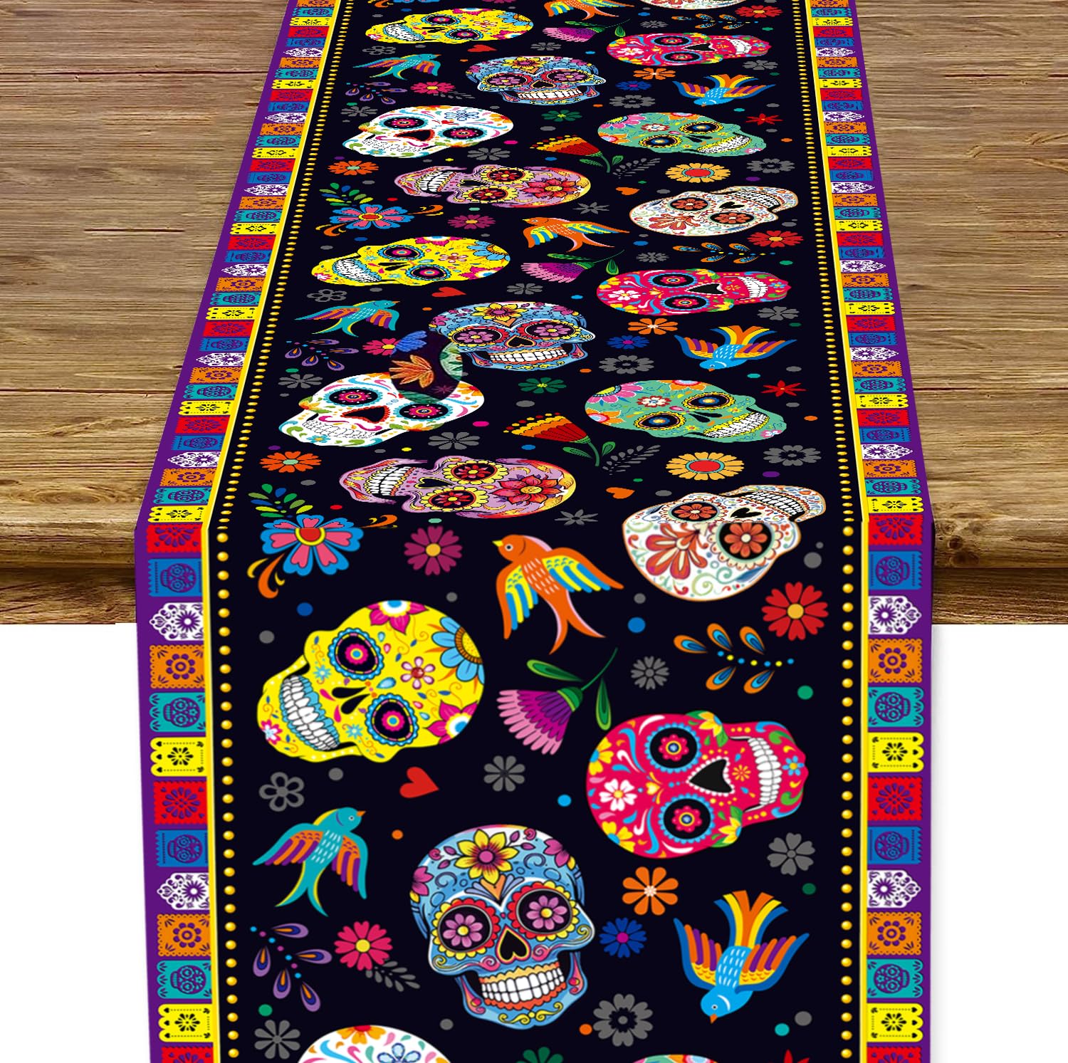 Amazon.com : Day of the Dead Table Flag - Linen Mexican Sugar Skull Day ...