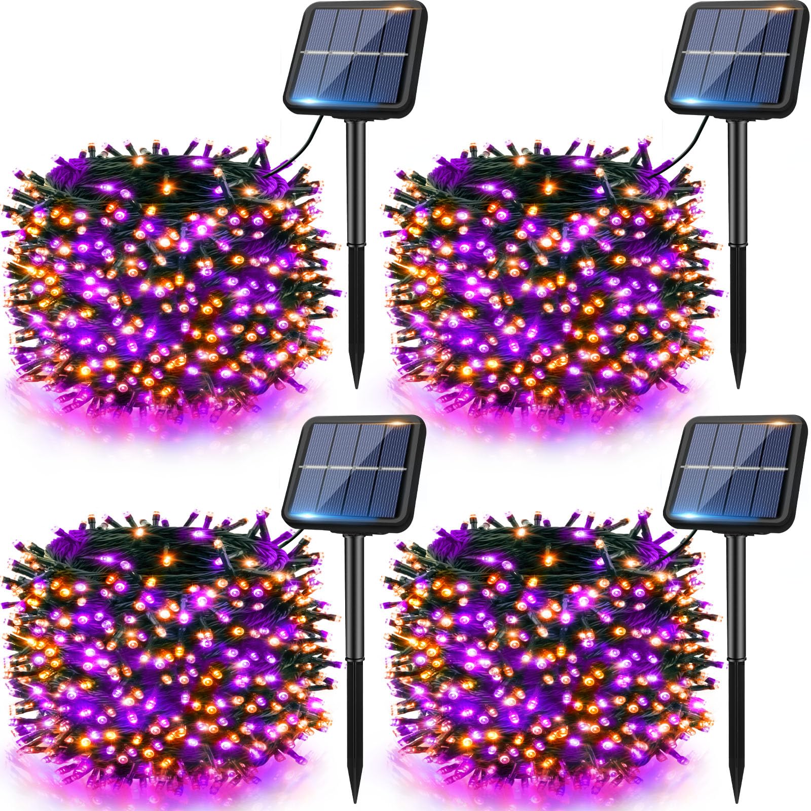 btfarm 4 Pack Solar Halloween String Lights Outdoor, 480LED 156Ft ...