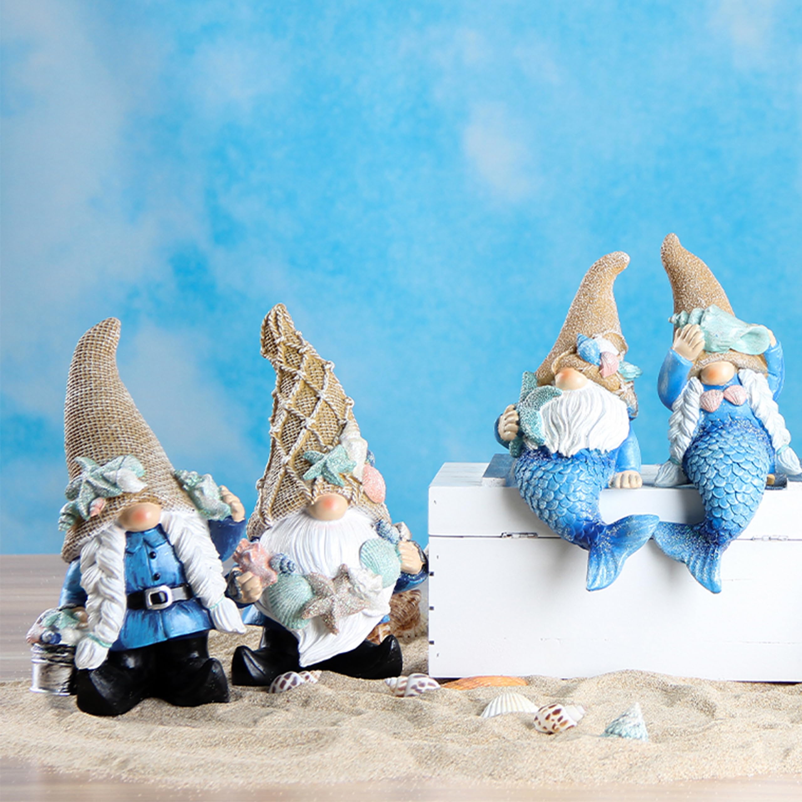 Amazon.com: Leekung 2 x Ocean Gnomes Statues & 2 x Ocean Gnomes Statues ...