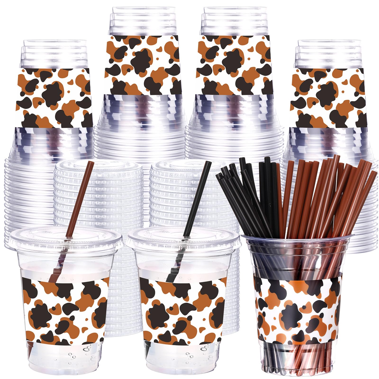 Amazon.com: Yungyan 50 Sets Cow Theme Party Plastic Cups 16 oz Cups ...