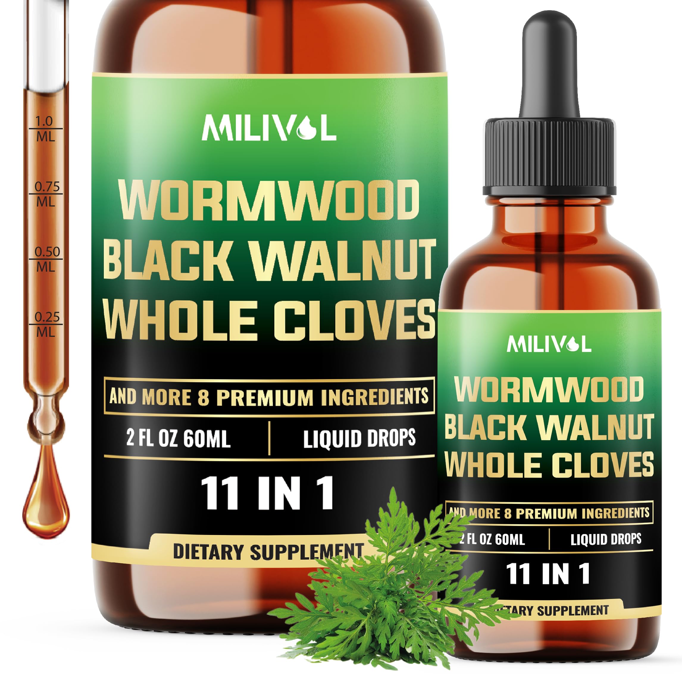 Amazon.com: MILIVOL Wormwood Liquid Drops - Wormwood Extract Tincture ...
