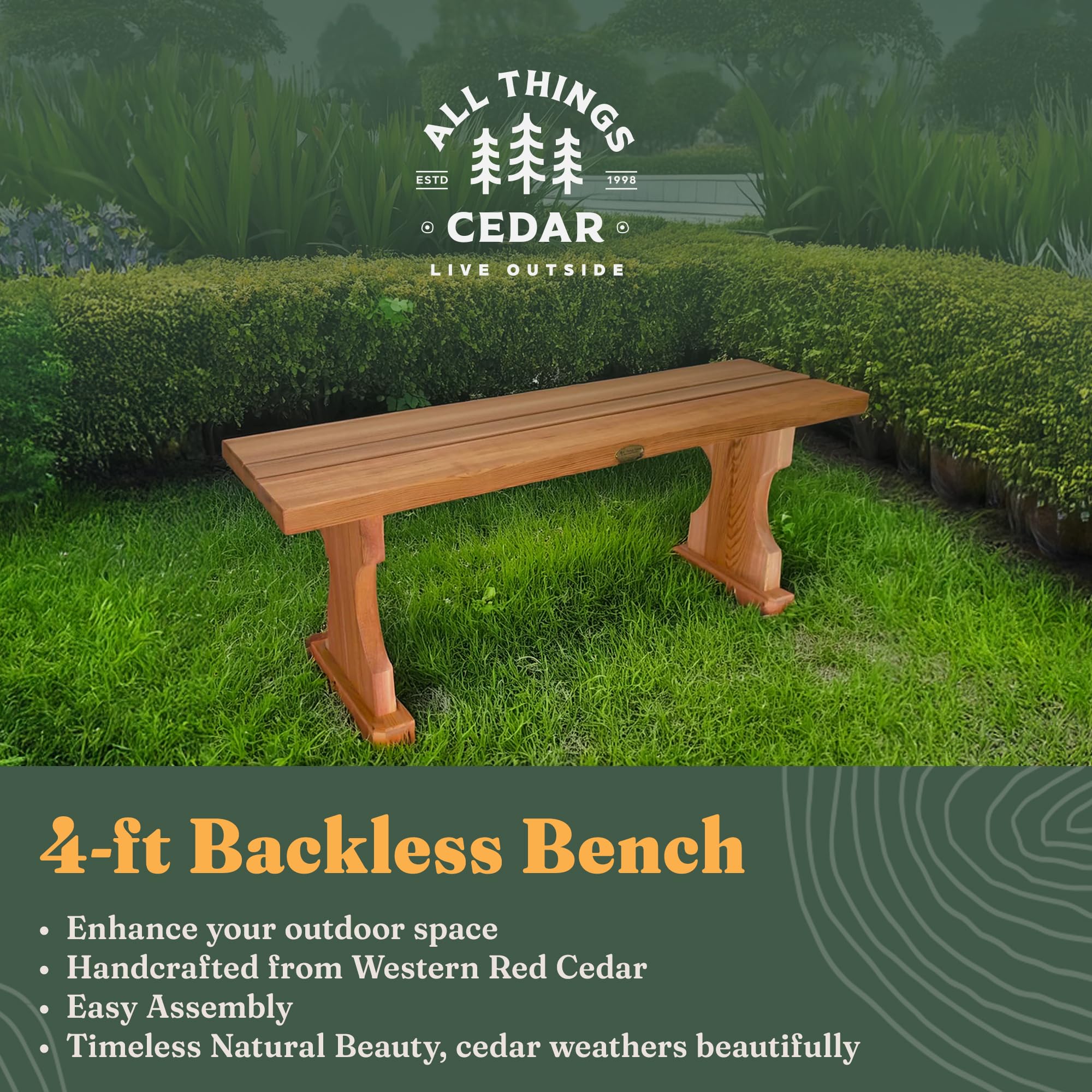Red Hand Crafted Cedar Bench