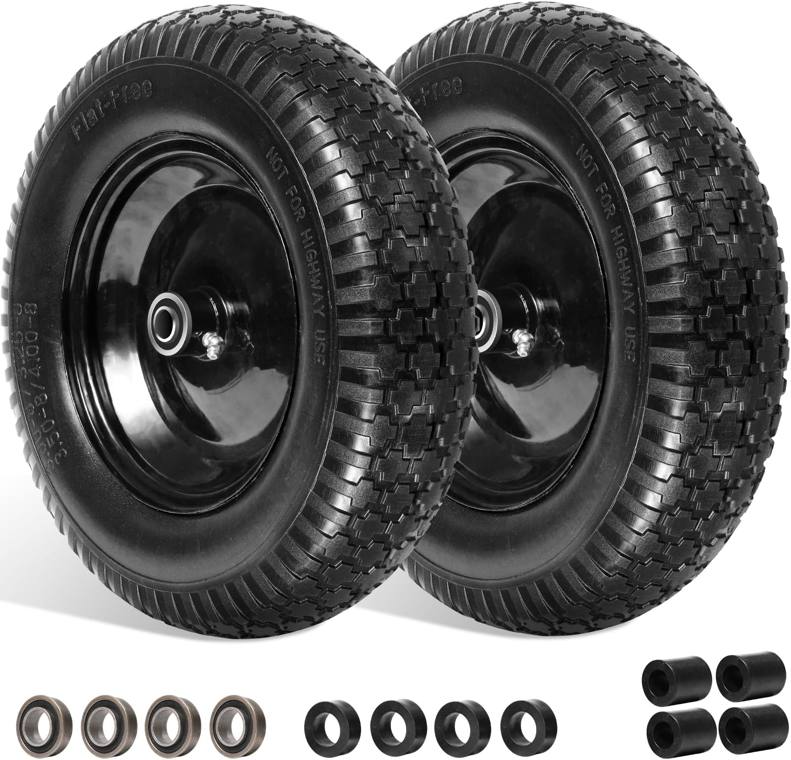 Amazon.com: 16 Inch Flat Free Wheelbarrow Tire, 4.80/4.00-8" Solid Tire ...
