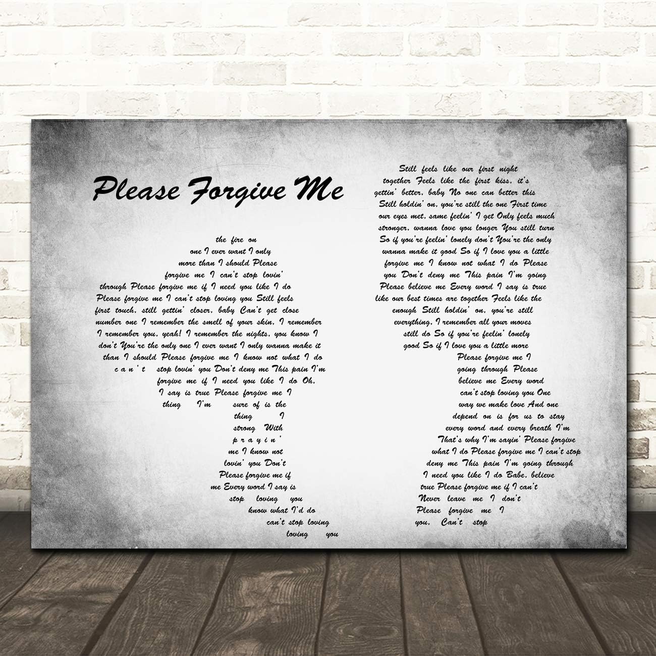 Amazon.com: Please Forgive Me Man Lady Couple Grey Song Lyric Quote ...