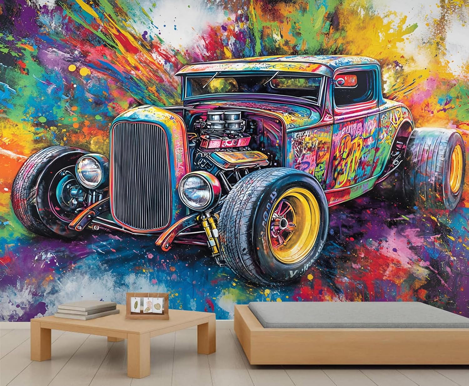 Amazon.com: Graffiti Car Mural Wallpaper - 110" x 79" Mural, Vintage ...