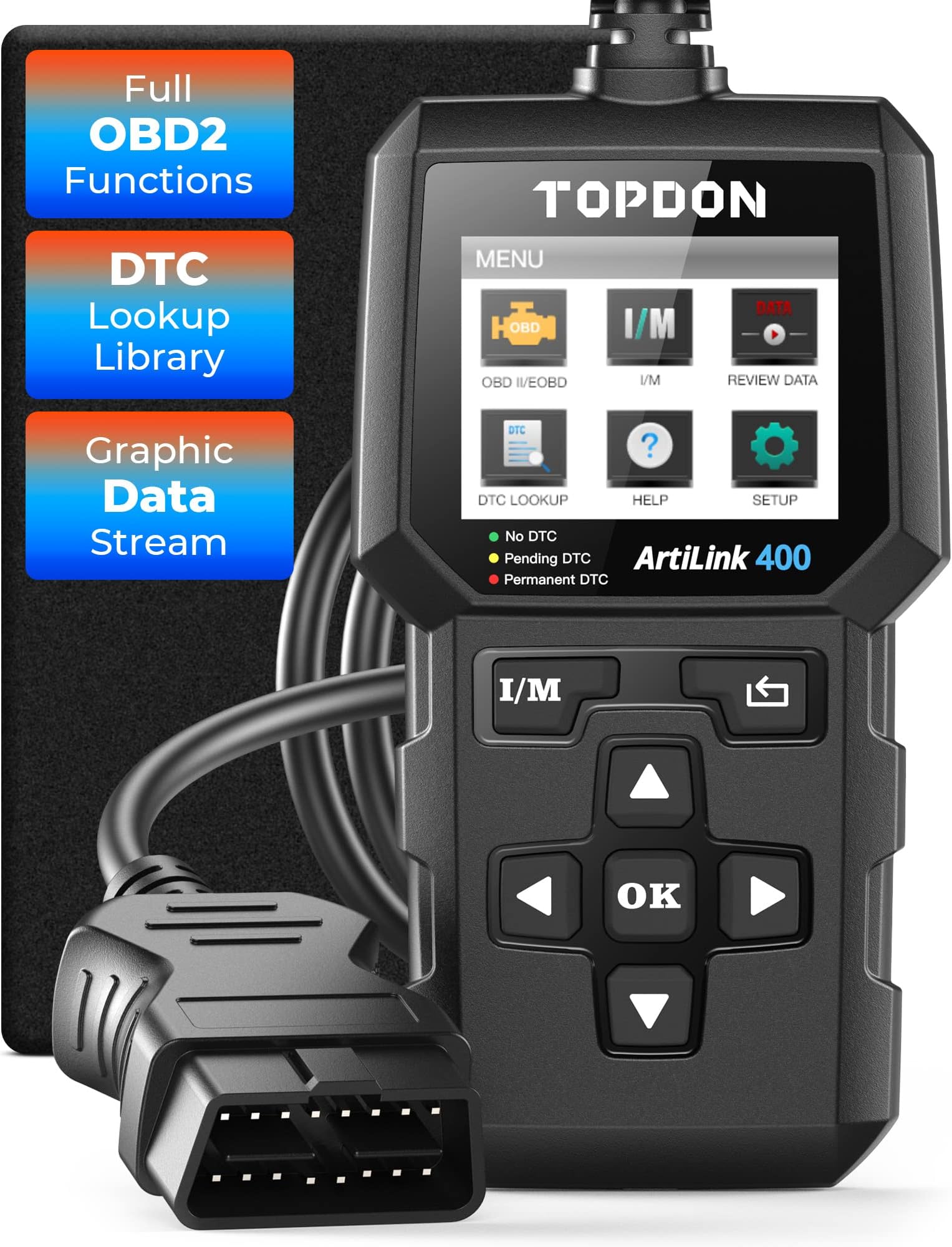 TOPDON AL400 OBD2 Code Reader, 10 OBD2 Functions, Check Engine Light ...