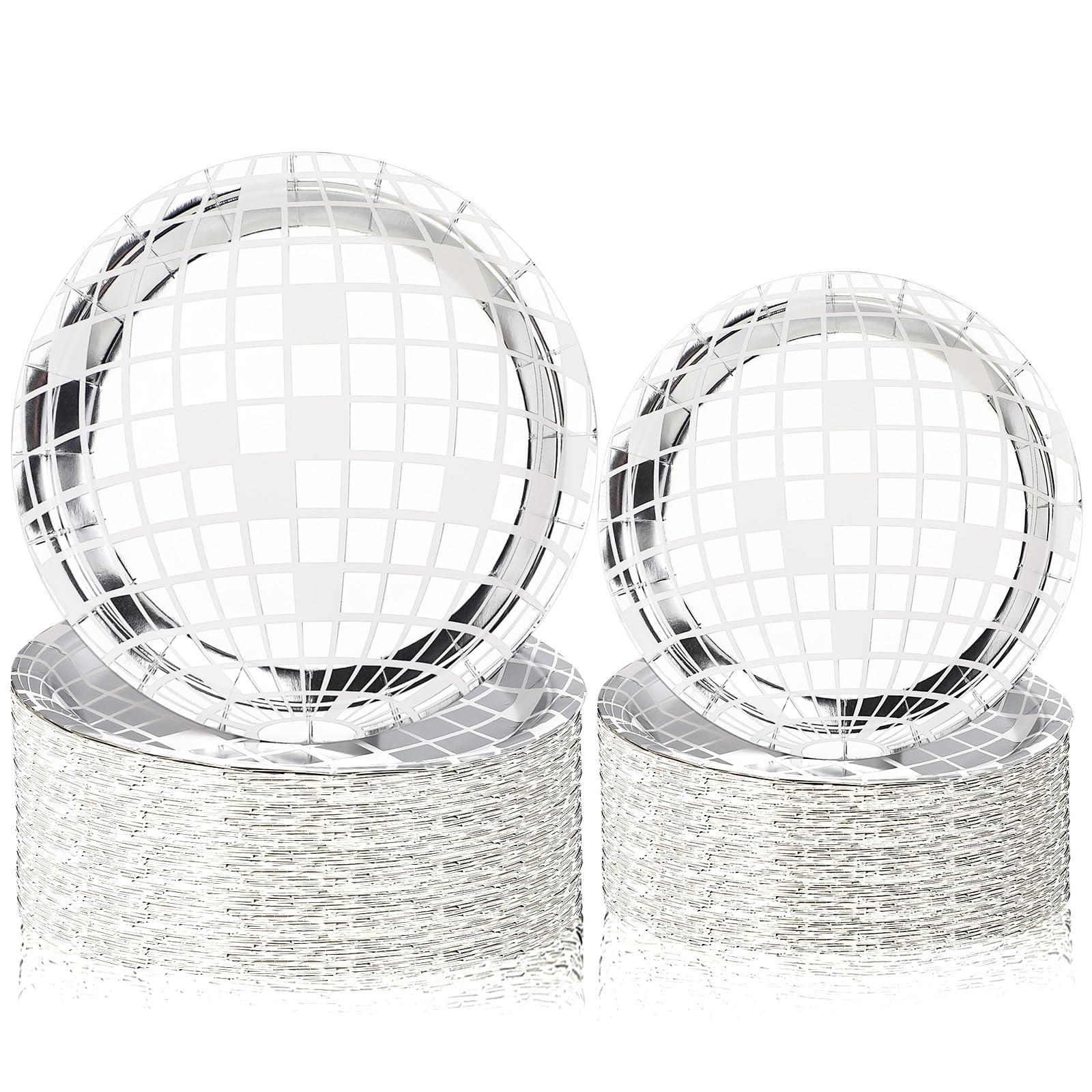 Amazon.com: miikoul 50 Pieces Disco Paper Plates Silver Foil Disposable ...