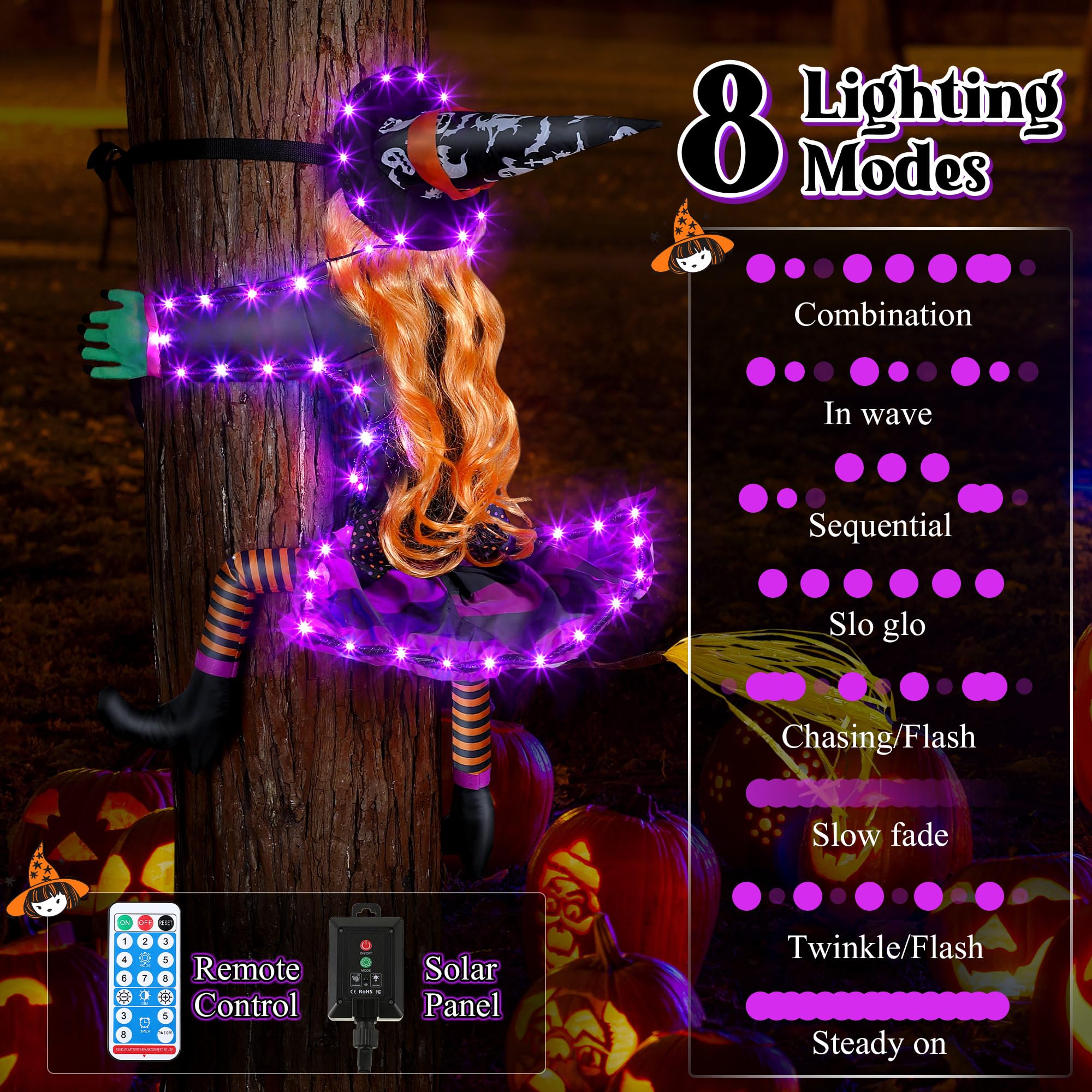 Crashing Witch into Tree Halloween Decorations (43 Inch Tall), Large ...