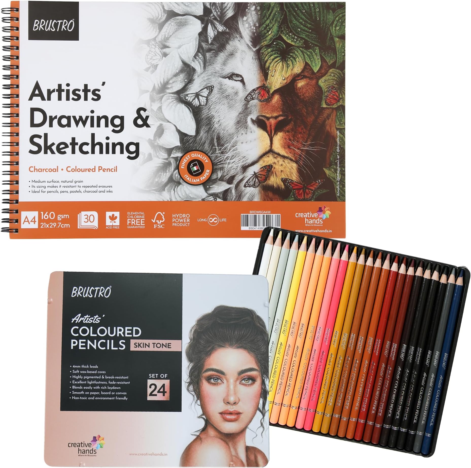 BRUSTRO Artists Pastel Coloured Pencils Tone, Drawing & Colouring ...
