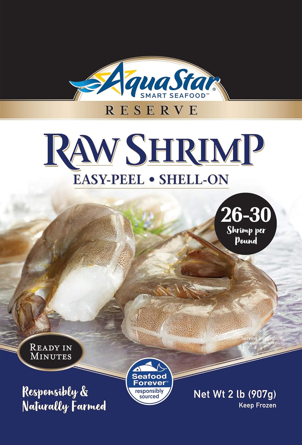 Amazon.com: Aqua Star, Raw, Easy-Peel, Shell-on Shrimp, 26-30 Count , 2 ...